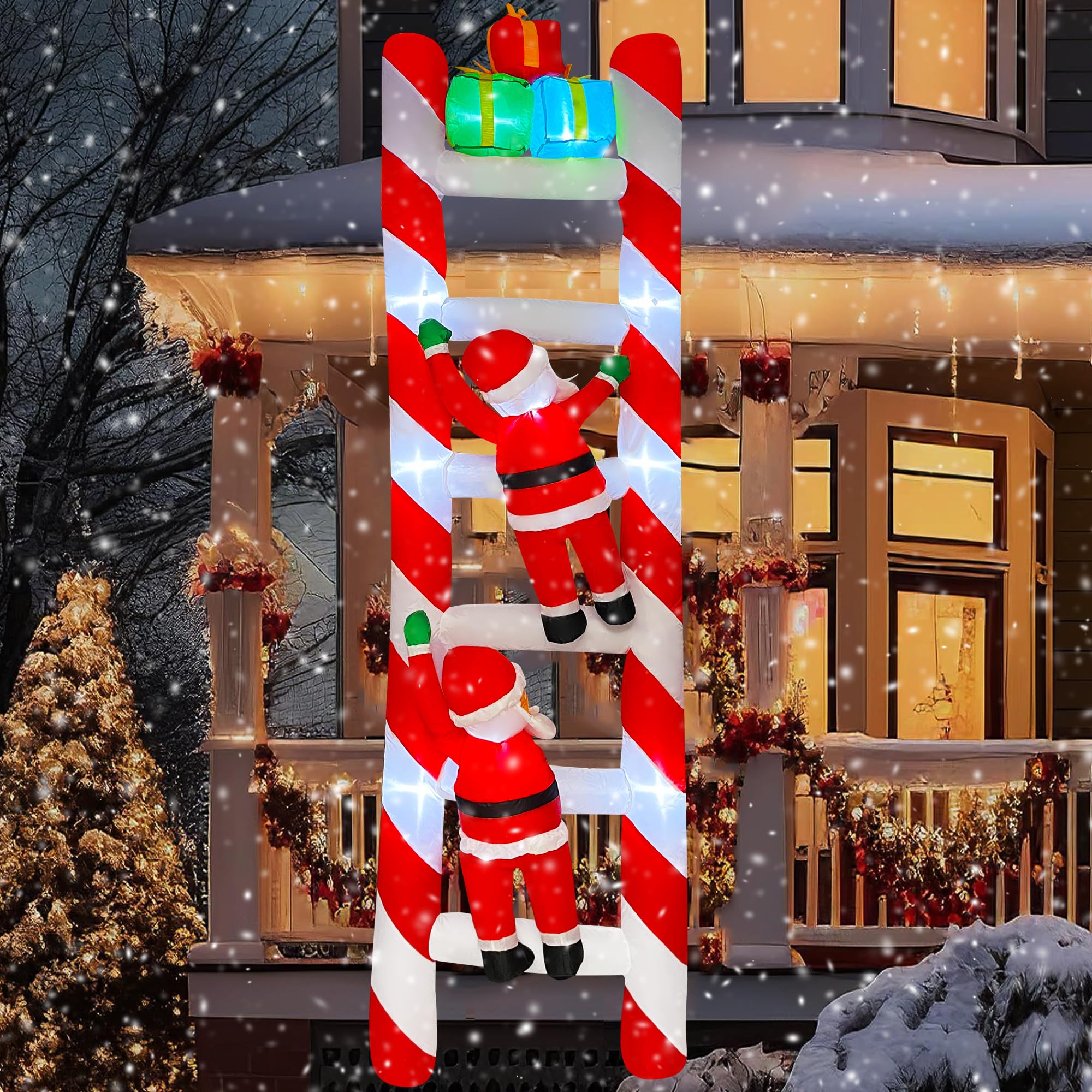 Amazon.com: Trystway 8 FT Tall Christmas Santa Climbing Stairs ...