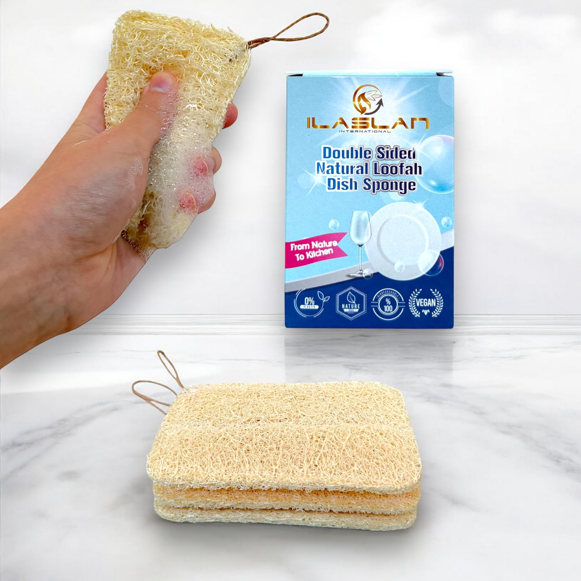Amazon.com: Natural Loofah Sponges, Kitchen Washing Up Sponge, Non ...