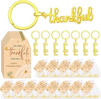 Amazon.com: Henoyso 18 Set Gold Thanksgiving Keychains Gift Coworkers ...