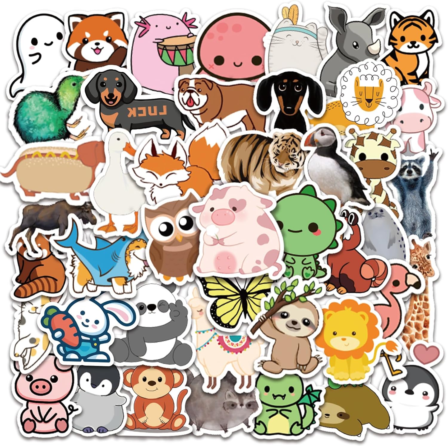 Amazon.com: 100Pcs Cute Animal Stickers,Vinyl Waterproof Stickers for ...