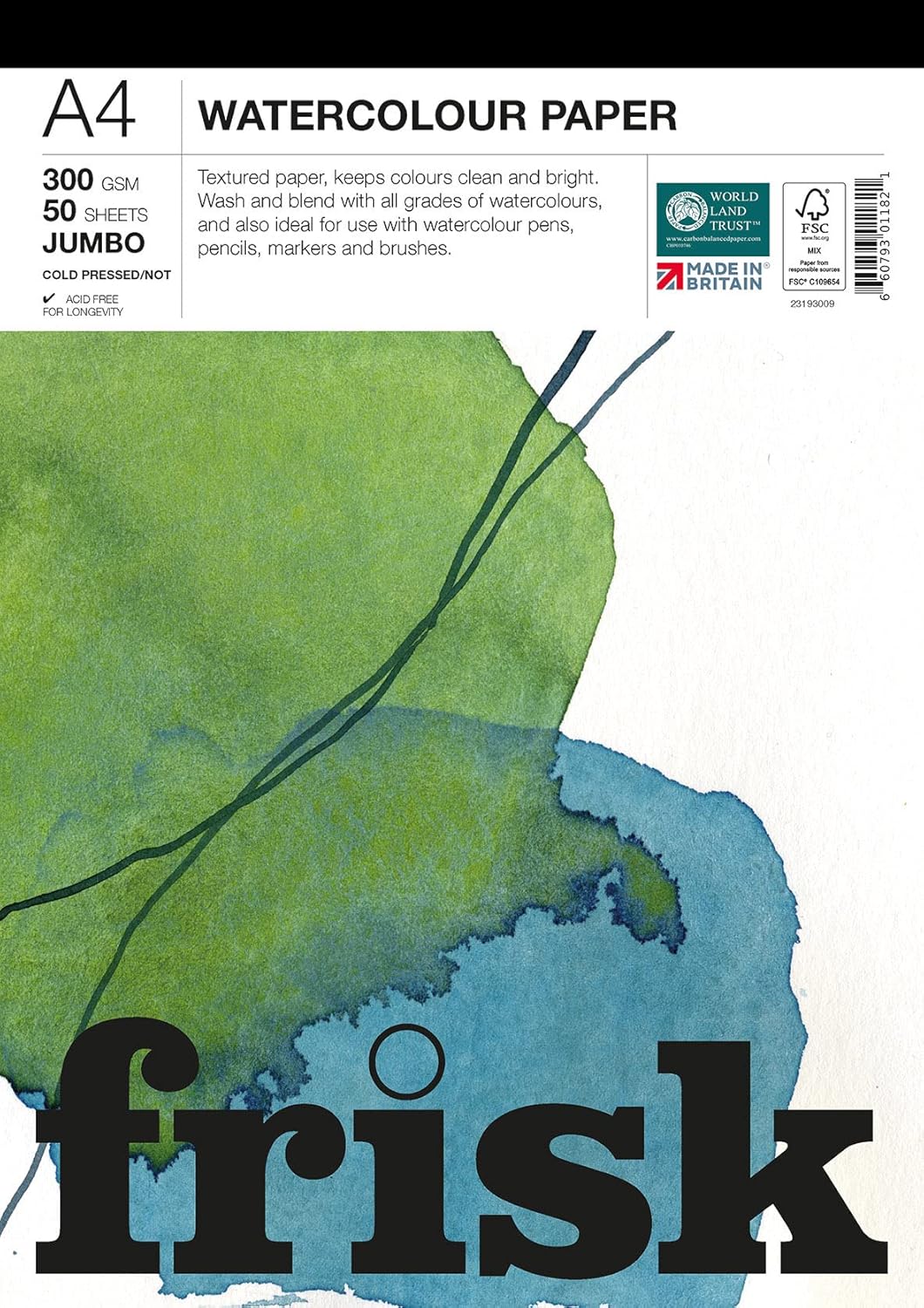 Frisk Jumbo Watercolour Paper Pad 300gsm Cold Pressed/Not 50sheets A4 ...