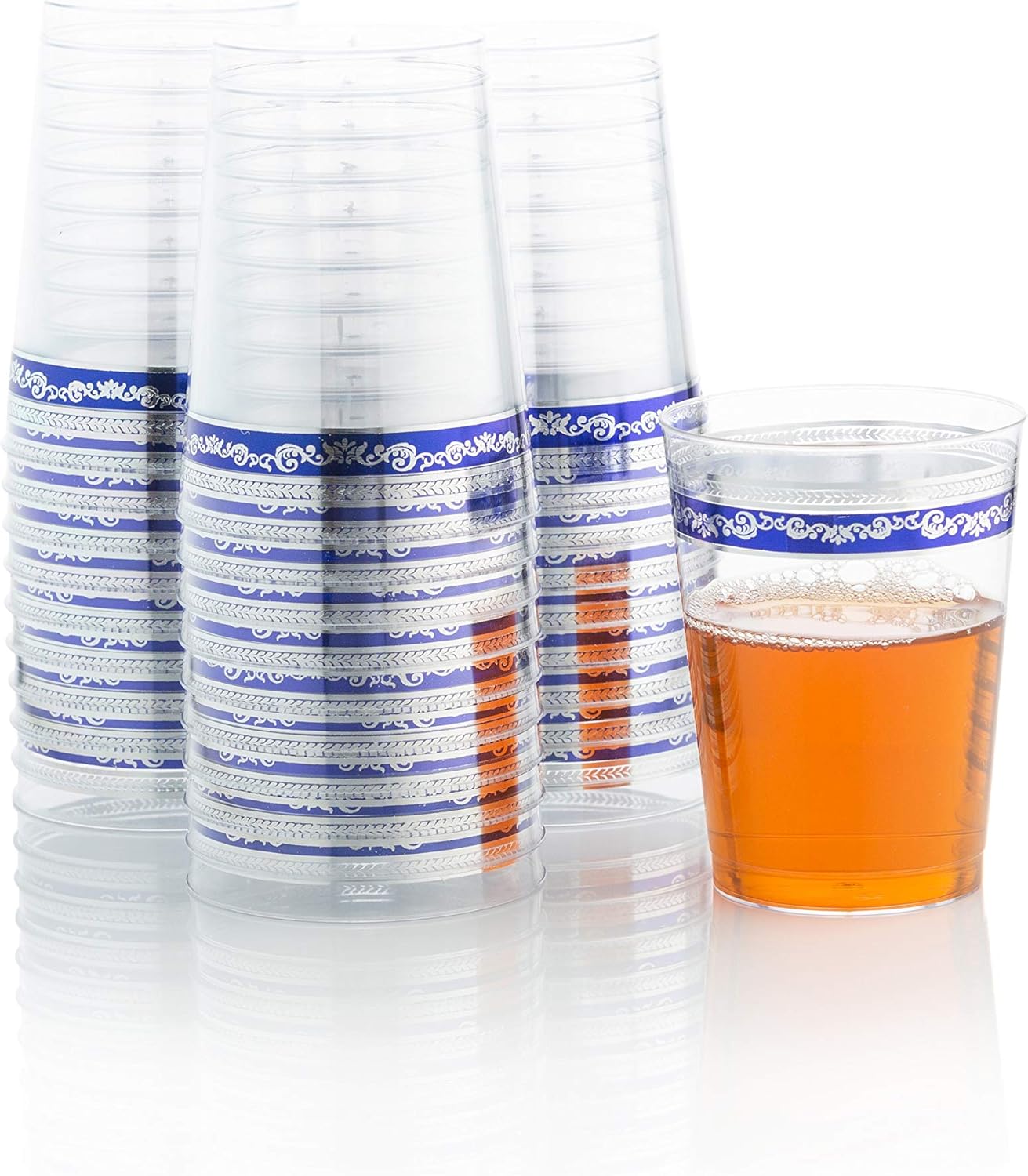 Amazon.com: Posh Setting Blue/Silver Plastic Cups, 10 Ounce Clear ...