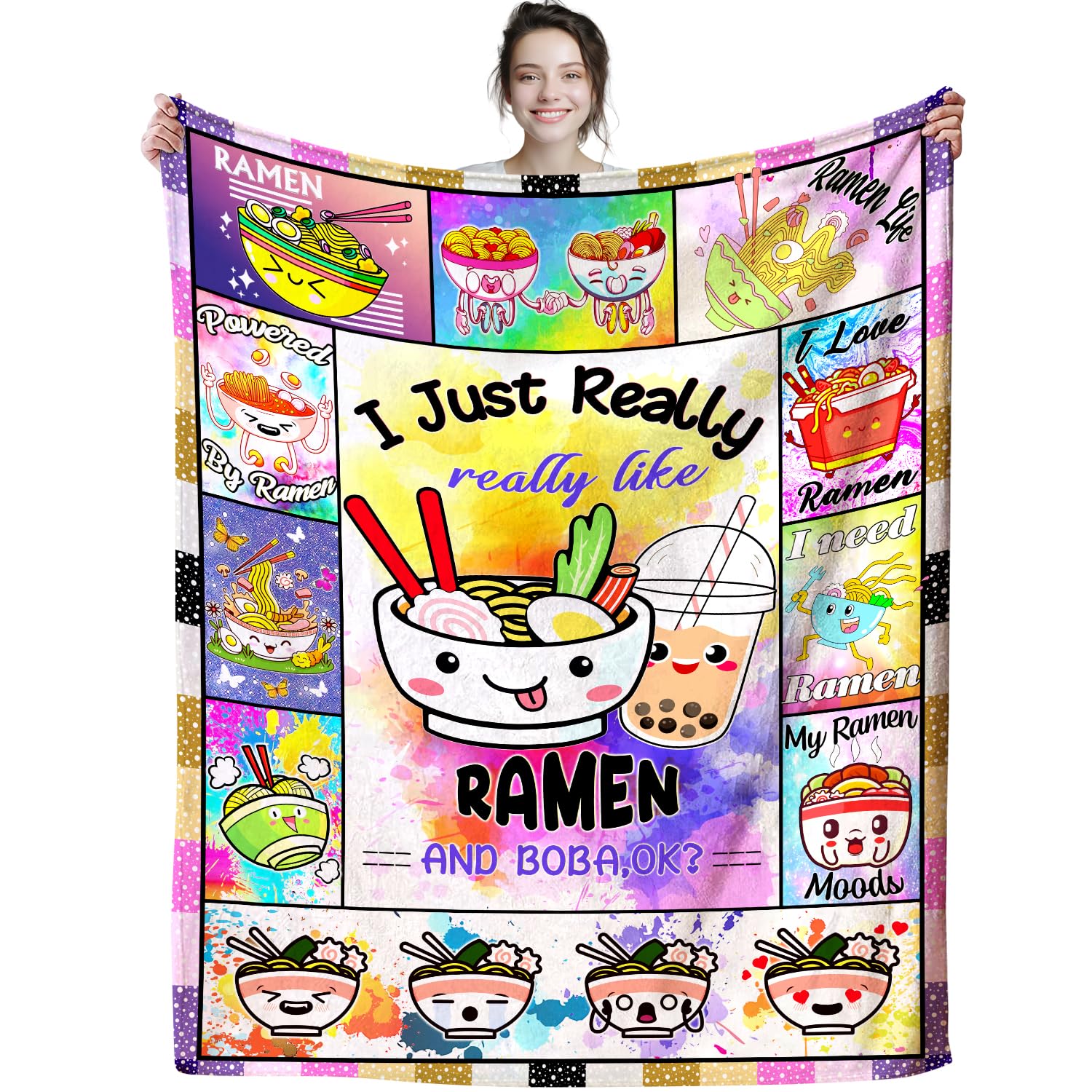 Amazon.com: Anime Ramen Blanket Cartoon Ramen Blankets and Throws Bed ...