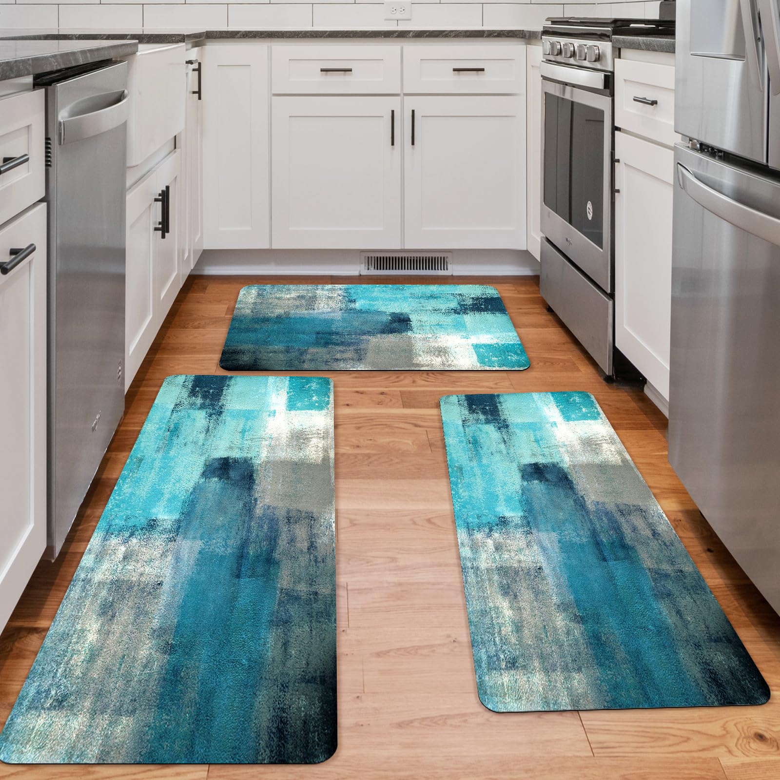 Kitchen Rugs Sets of 3 Non Slip Washable Rubber Kitchen Mats for Floor ...
