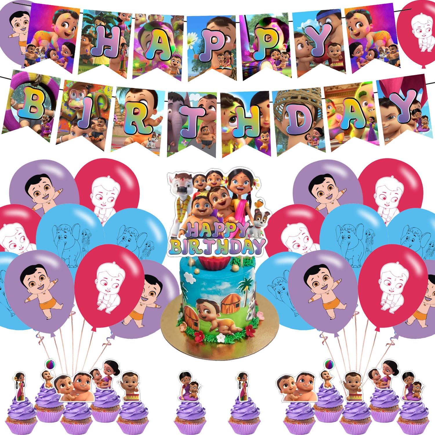 Mighty Little Bheem Party Supplies,Birthday Party Decorations for ...