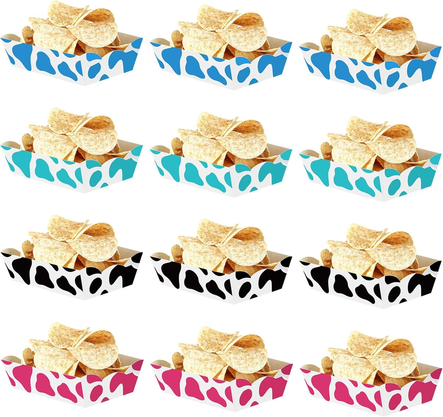 Amazon.com: 4 Designs Cow Print Disposable Paper Food Trays 24Pcs Farm ...