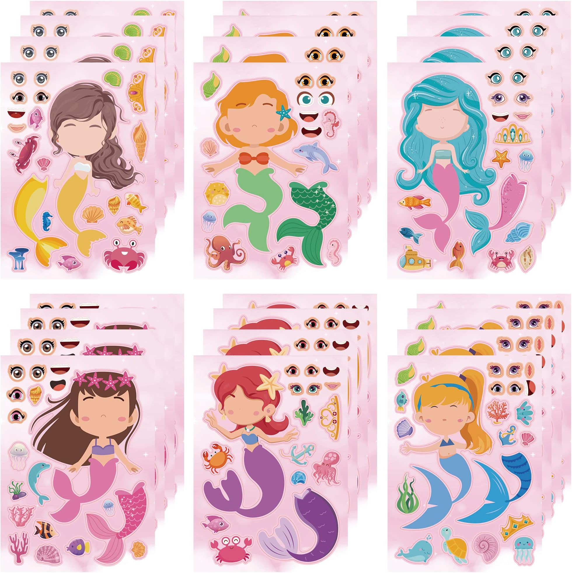 Amazon.com: 40Sheet Mermaid Stickers, Make Your Own Mermaid Stickers ...