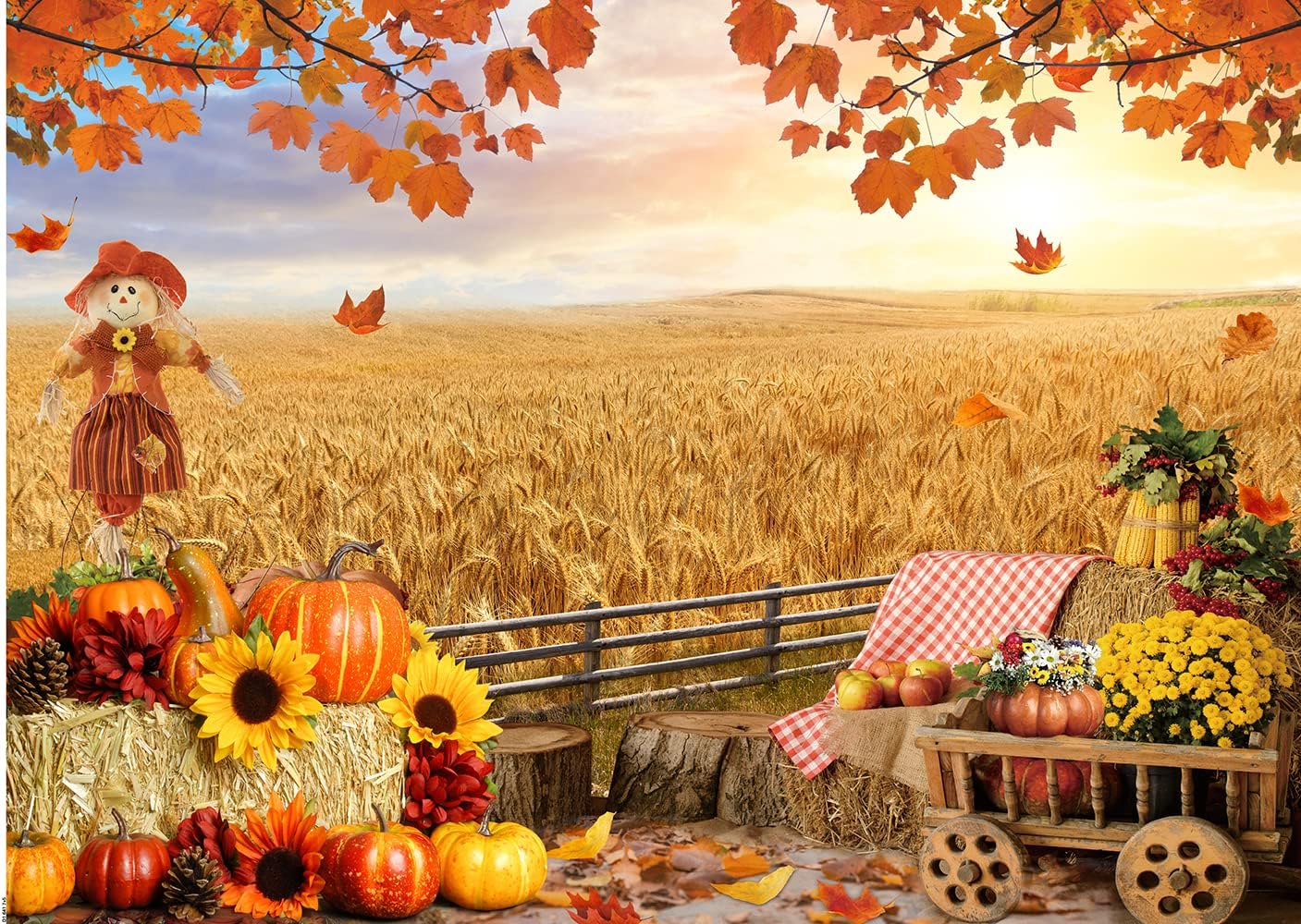 Amazon.com : Dudaacvt 8X6FT Fall Backdrop Fall Thanksgiving Photo ...