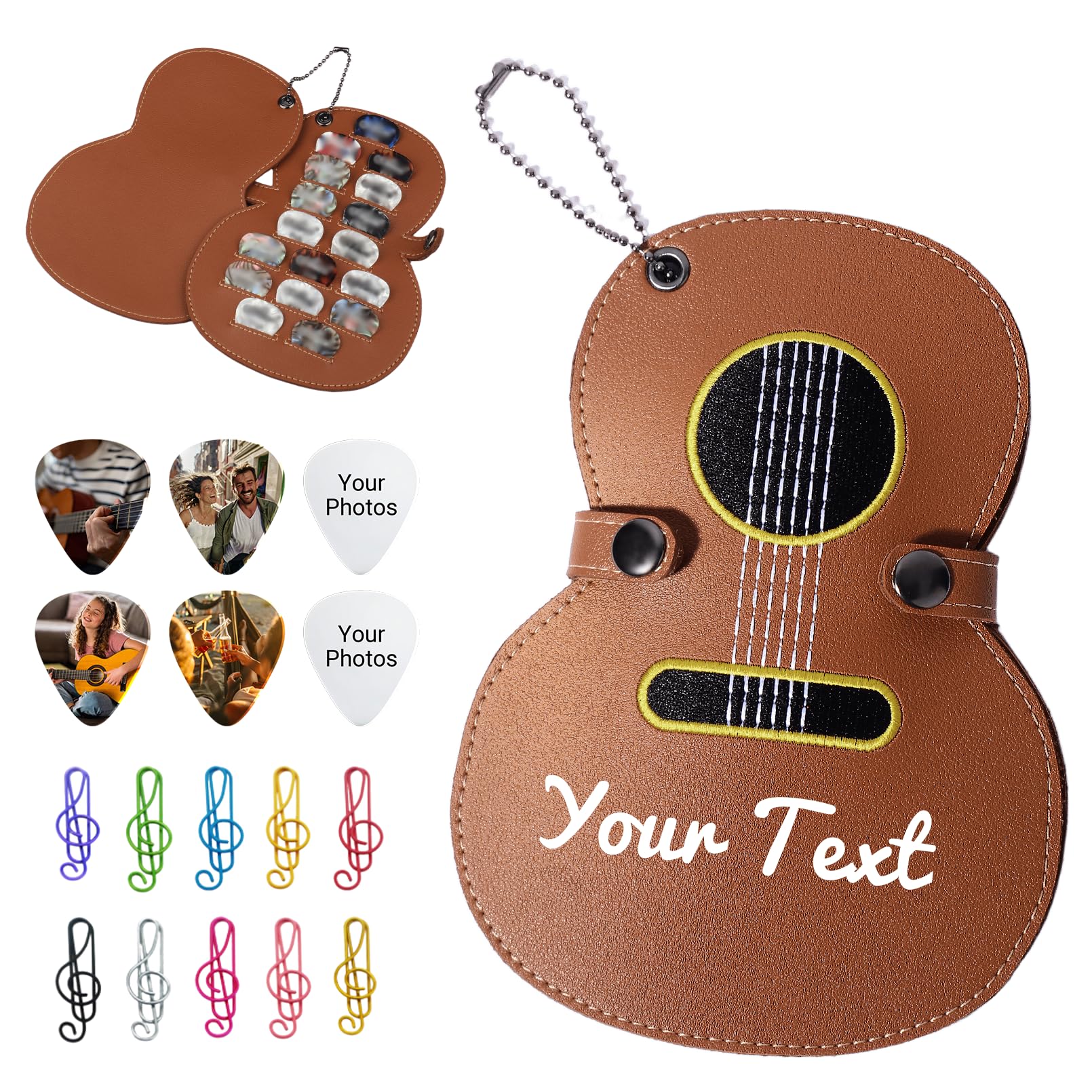 Amazon.com: OXYEFEI Guitar Pick Case Personalized - with 17 Slots ...