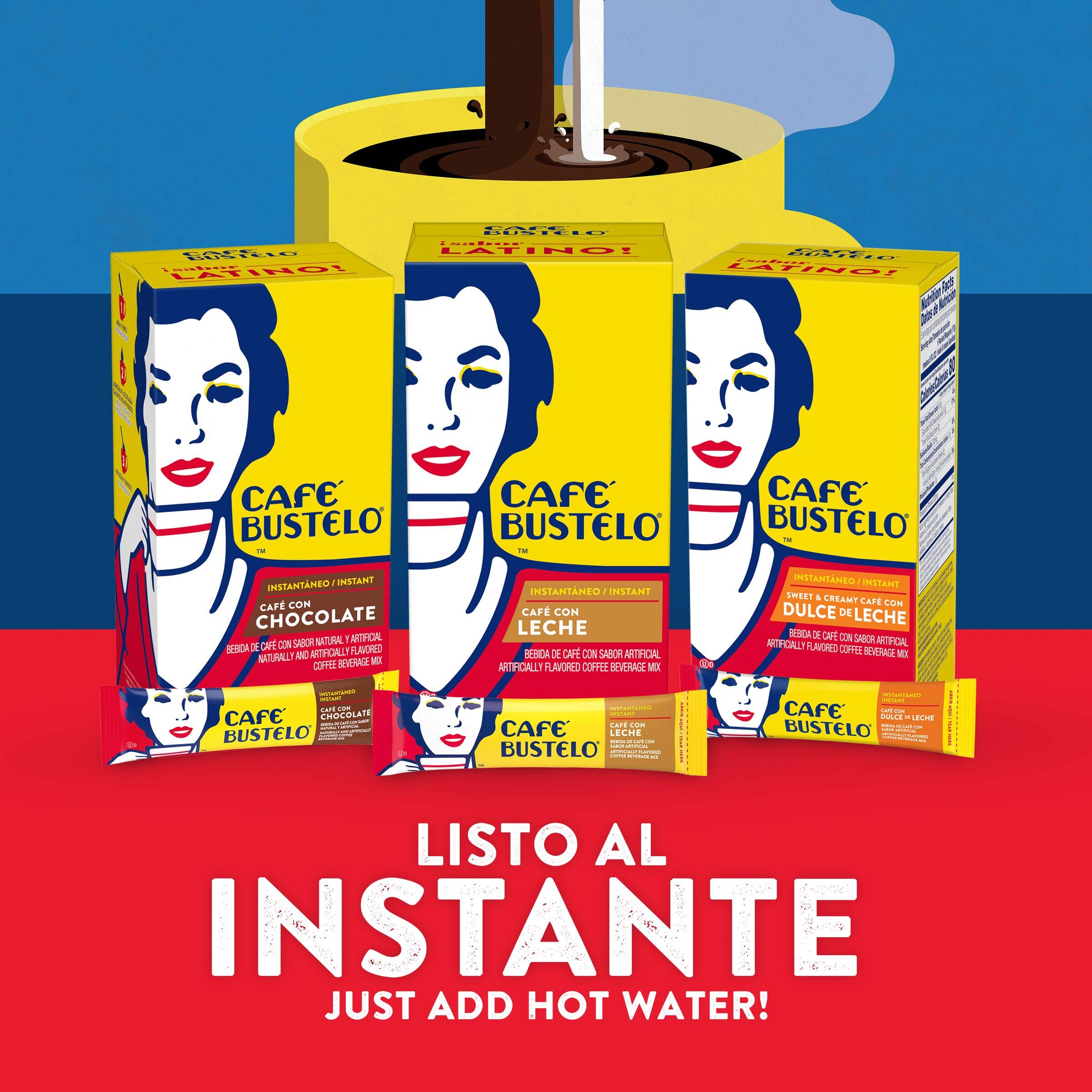 Café Bustelo Café con Leche Flavored Instant Coffee Beverage Mix, 5 ...
