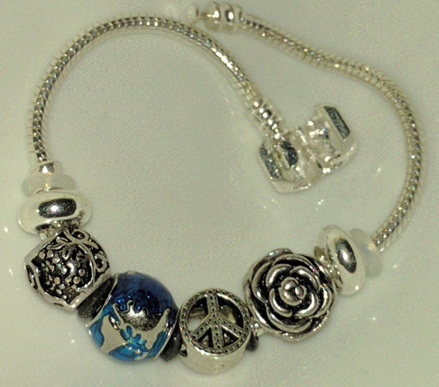 Amazon.com: CharmSStory Ocean Blue Earth World Globe Charm Beads For ...