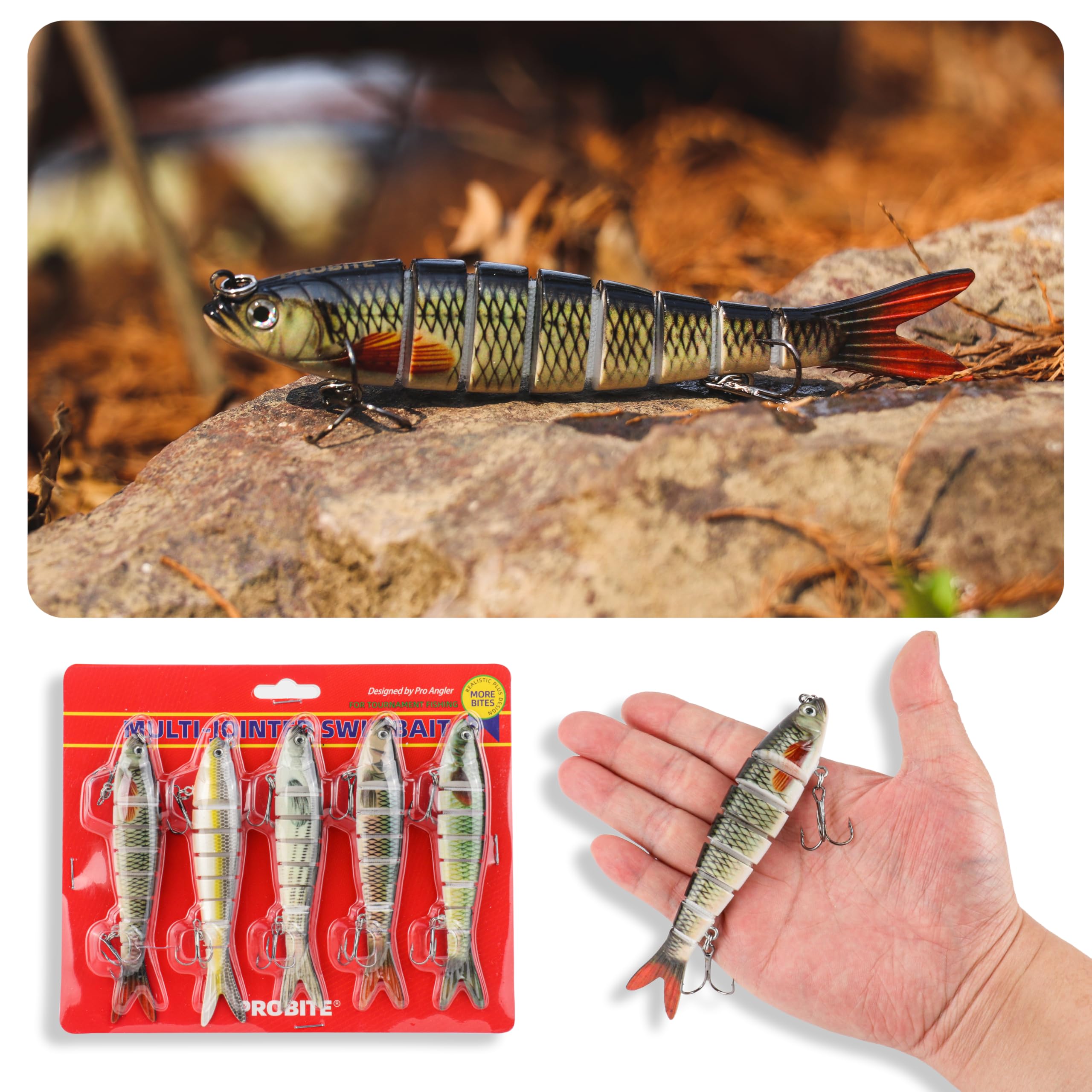 Freshwater Saltwater Fishing Lures 5-Piece Multi-Jointed Fishing Lures ...
