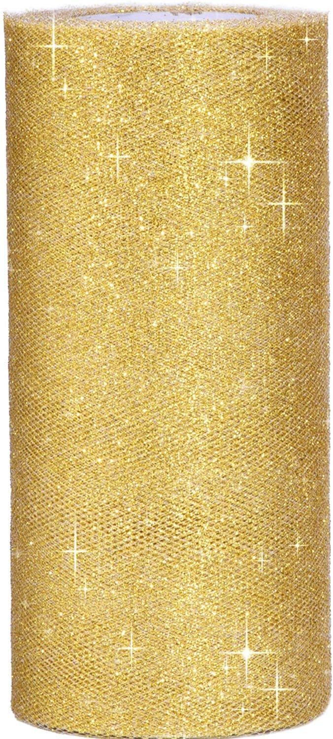 6 Inch Sparkling Tulle Ribbon Roll Glitter Tulle Roll Tulle Spool 25 ...