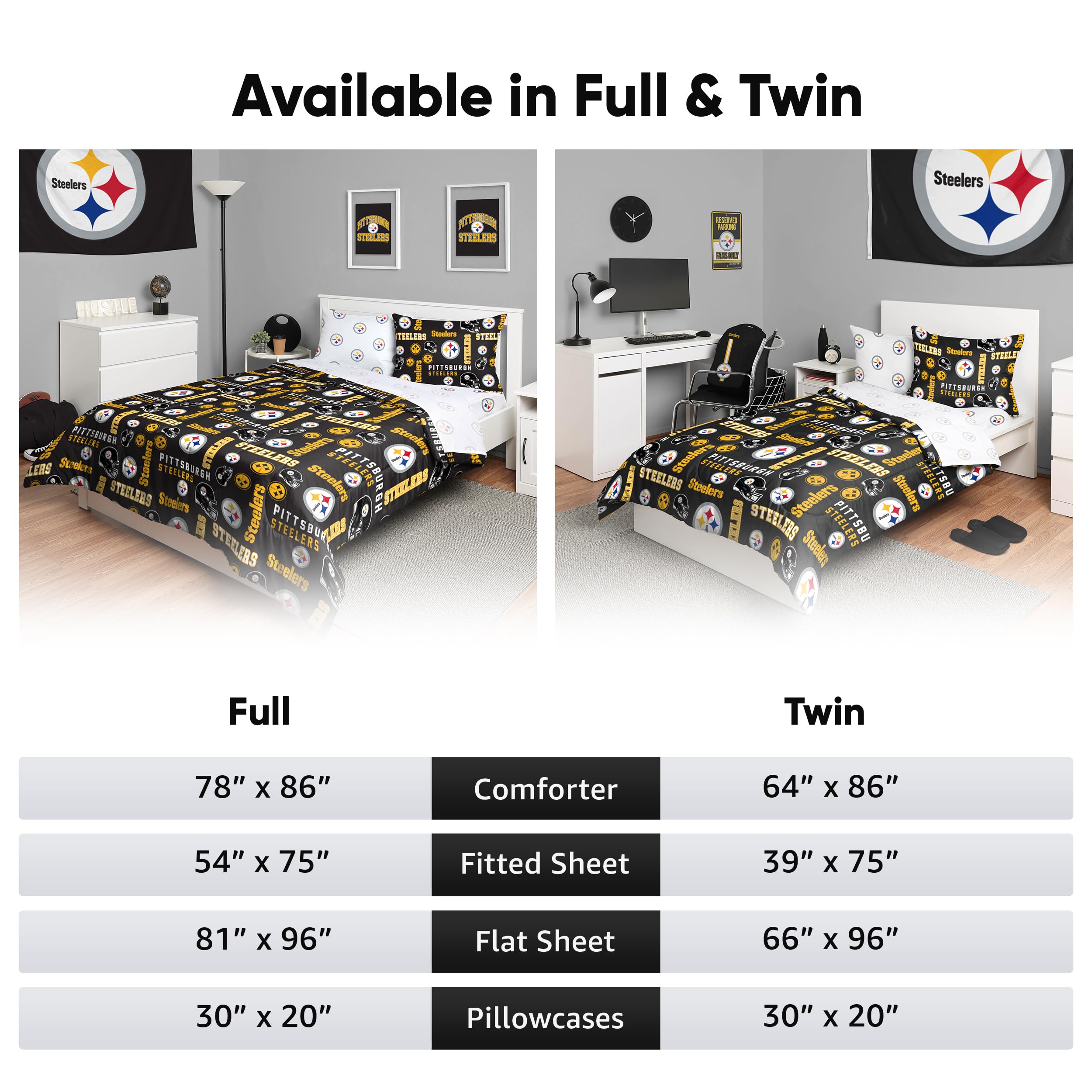Snapklik.com : Pittsburgh Steelers NFL Team Color Bed In A Bag ...