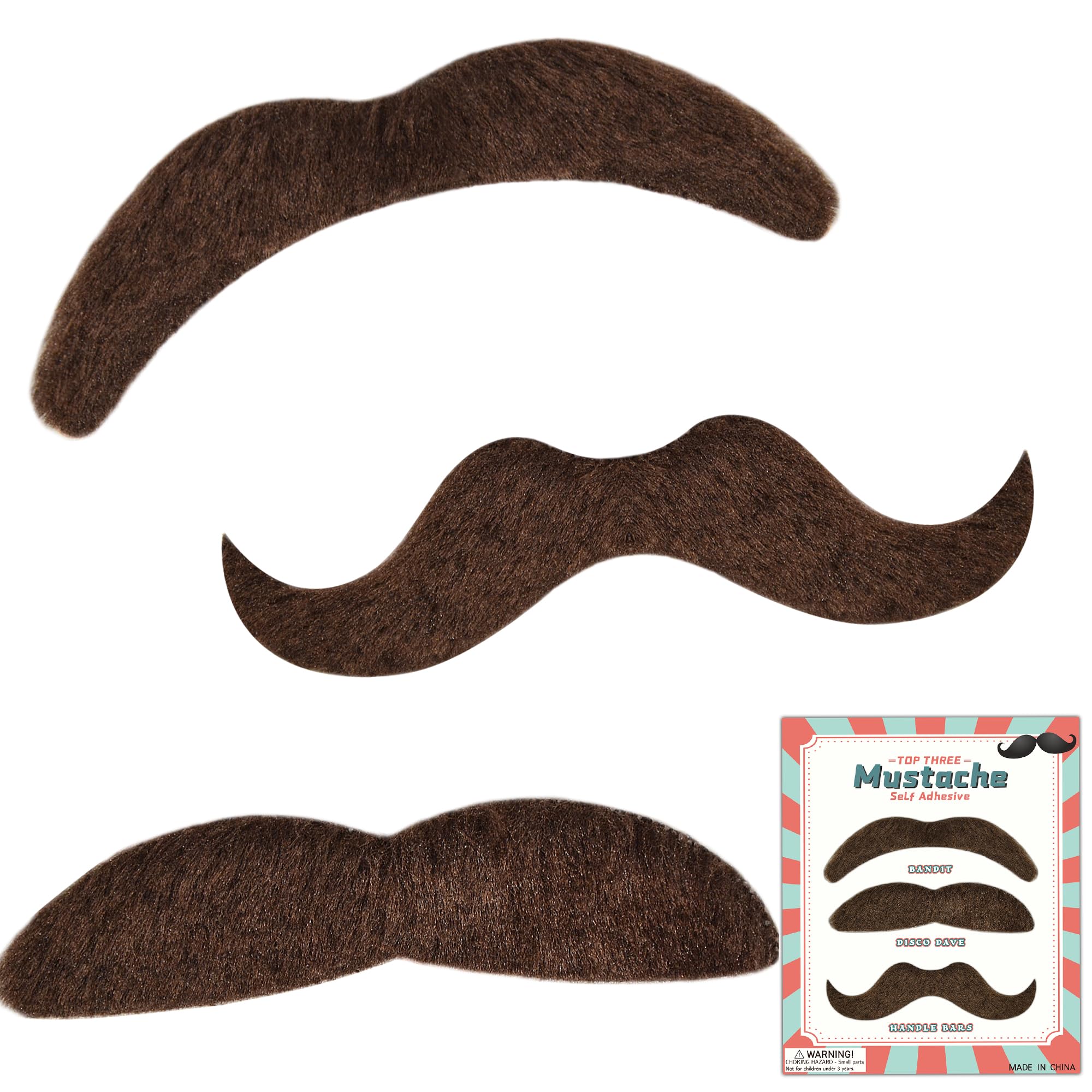 Amazon.com: Itscolofy 3PCS Fake Mustache Self Adhesive, Stick On ...