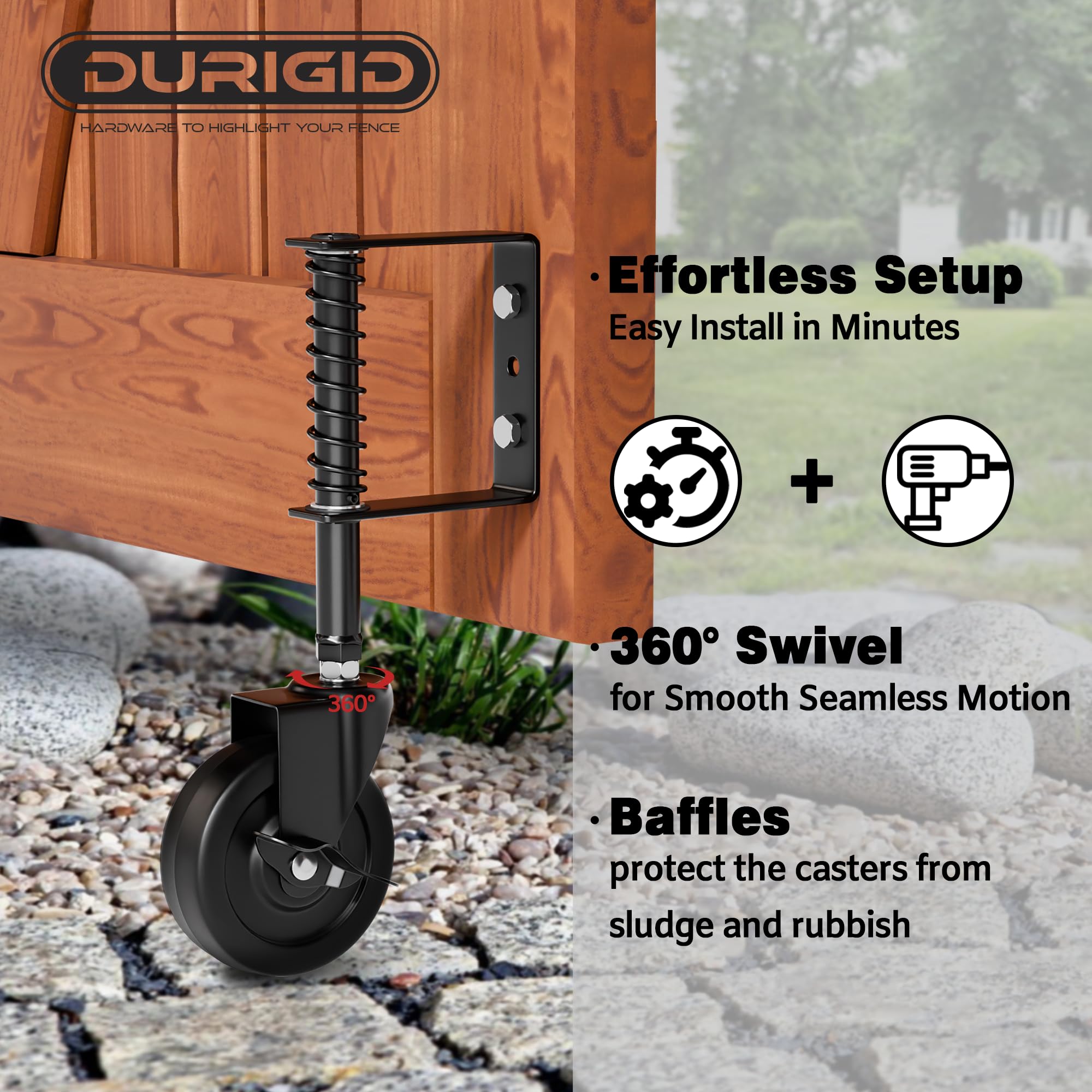 Snapklik.com : 4 Spring Loaded Gate Wheel Side Break Gate Caster Wheel ...