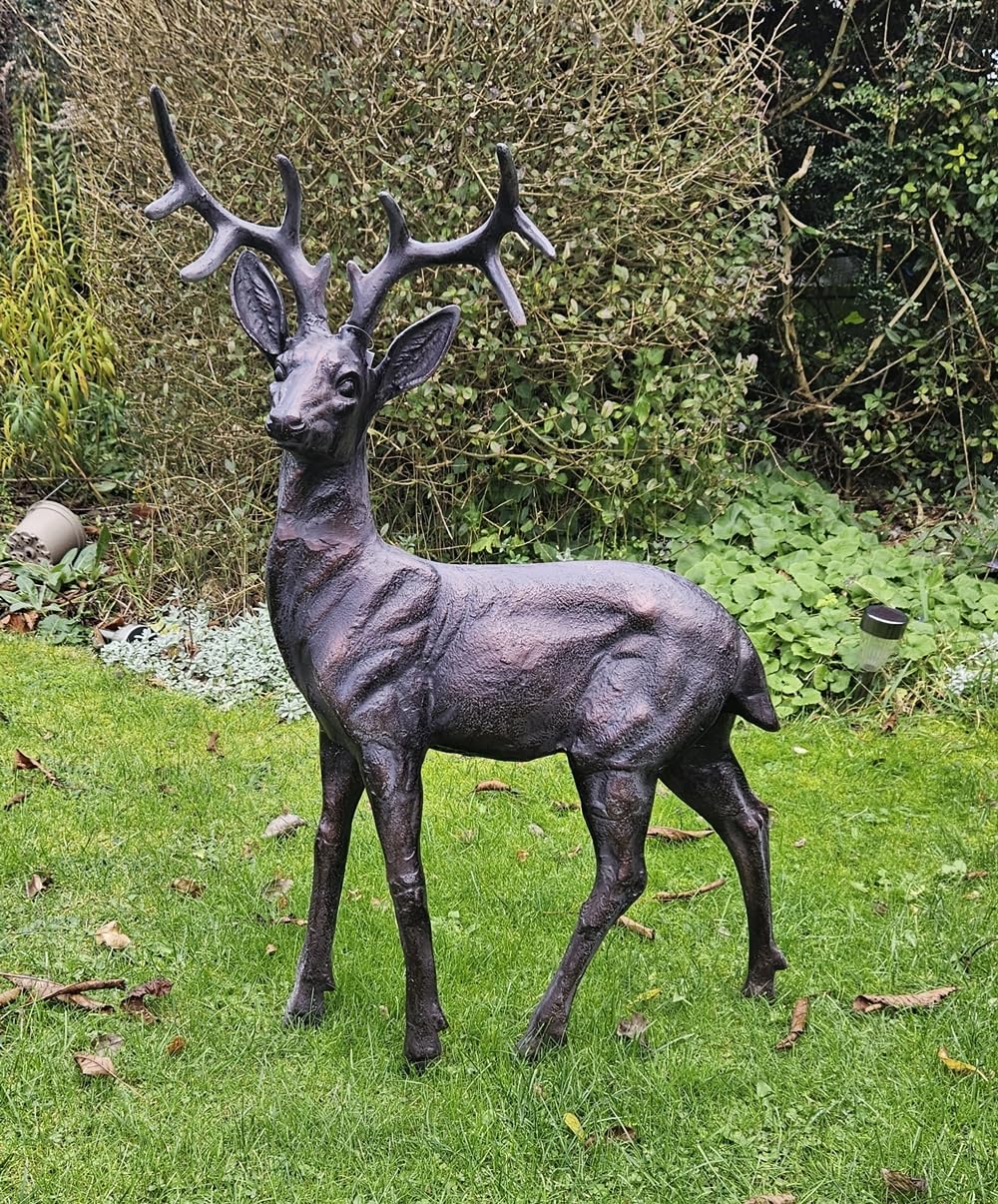 F&G Supplies Large stunning Standing Stag Garden or home ornament cast ...