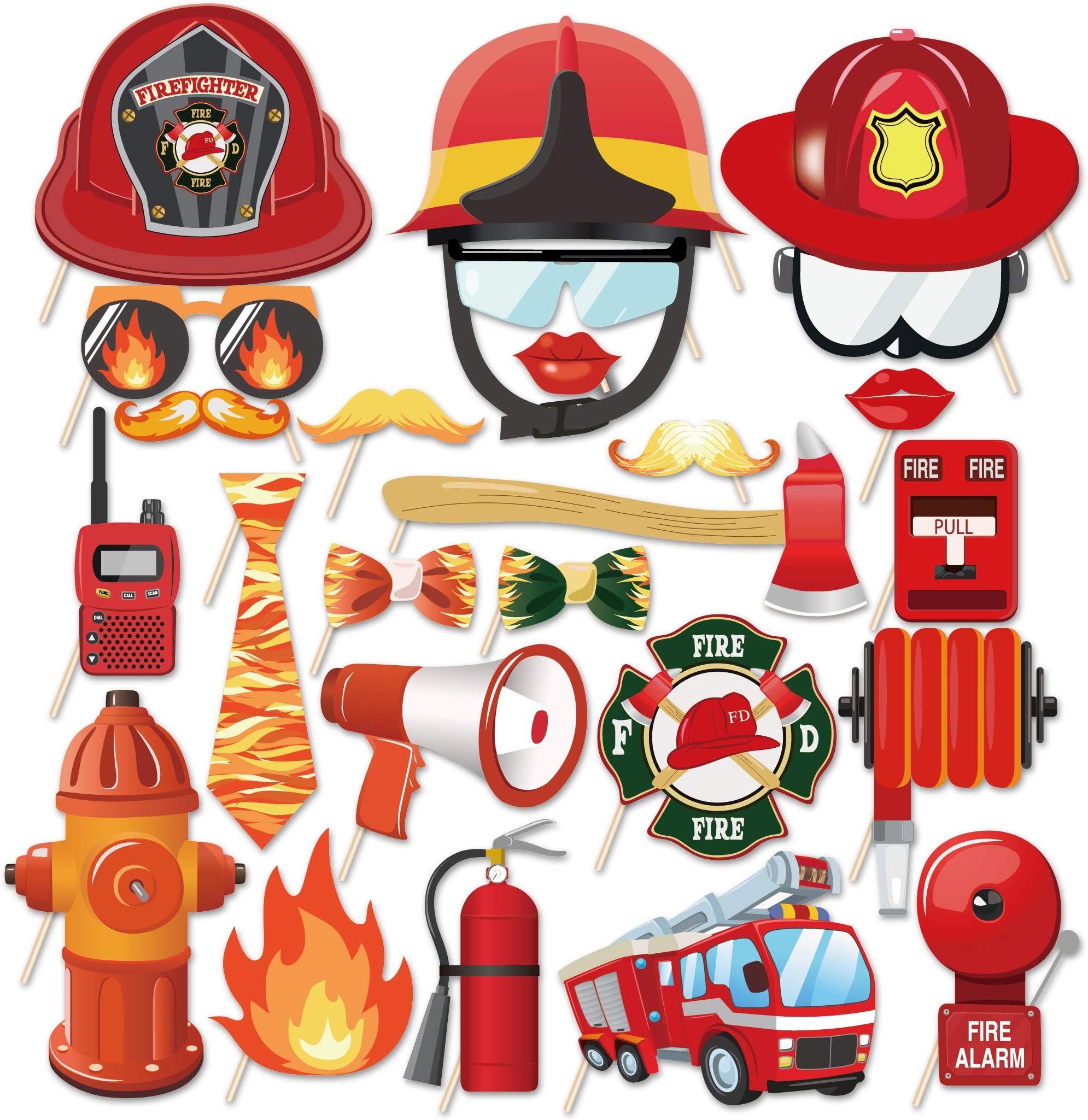 Amazon.com: Fire Equipment Photo Booth Props,Fire Truck Photo Booth ...