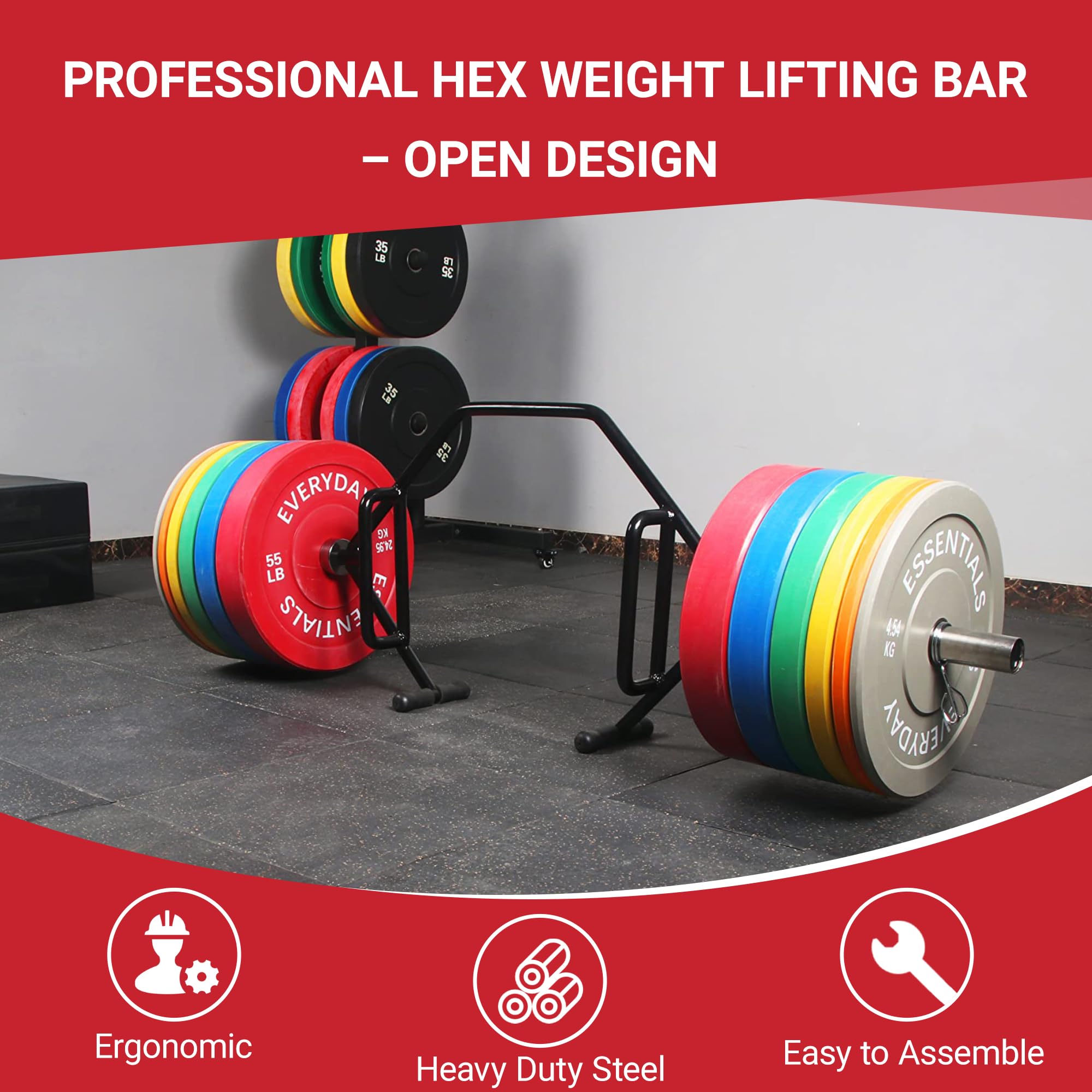 Snapklik.com : Fitvids Olympic 2-Inch Hex Weight Lifting Trap Bar