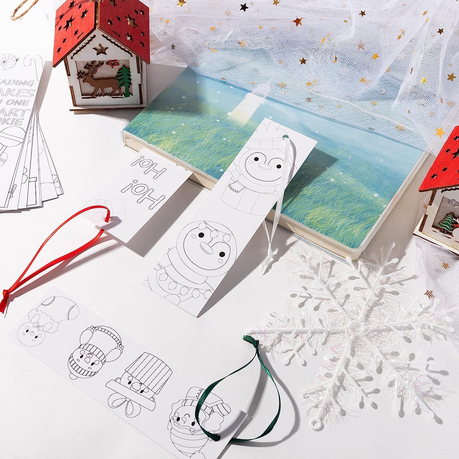Snapklik.com : 75Pcs Christmas Color Your Own Bookmarks, Kids DIY ...