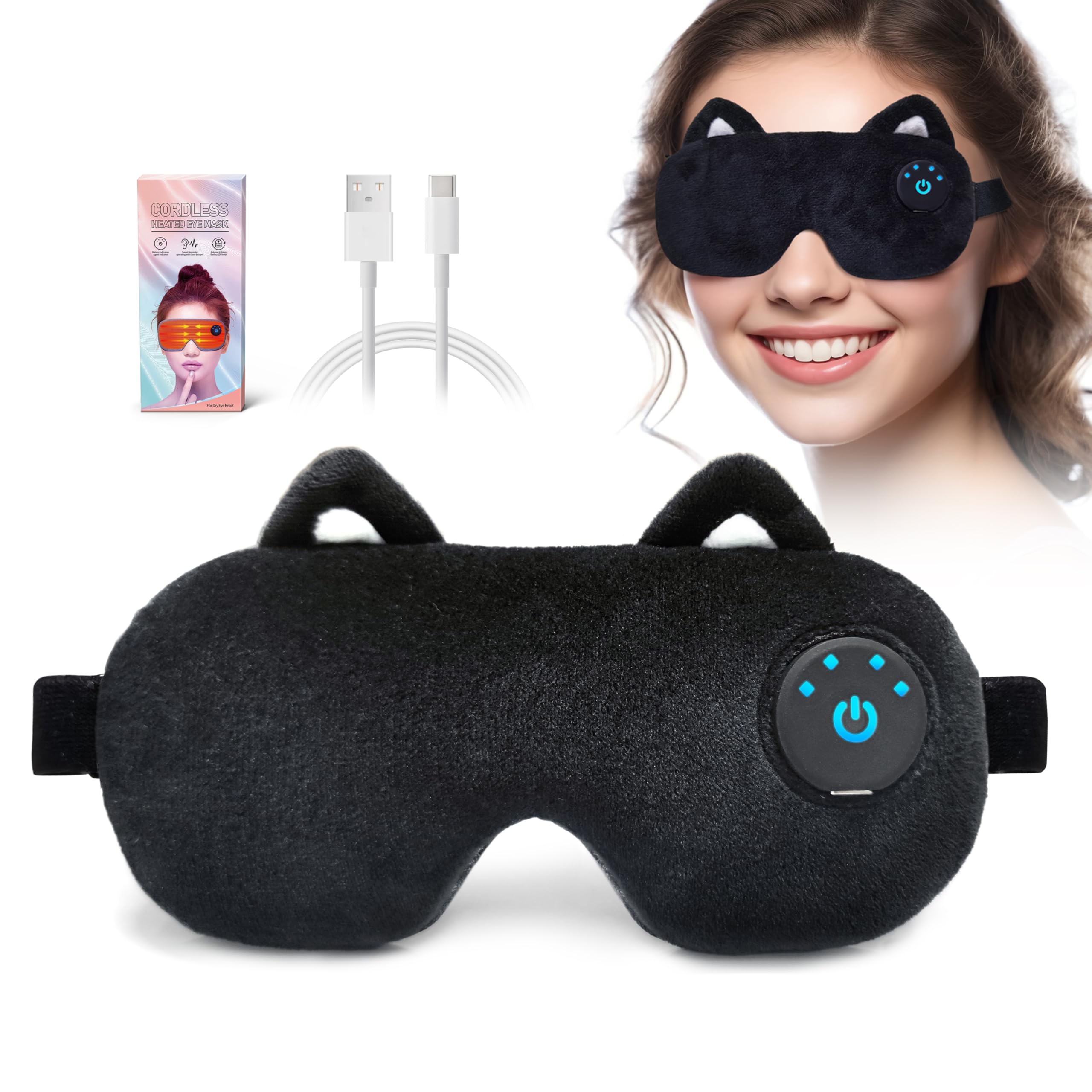 Amazon.com: Ewarmer Cordless Heated Eye mask,Cute Sleep Eye mask for ...