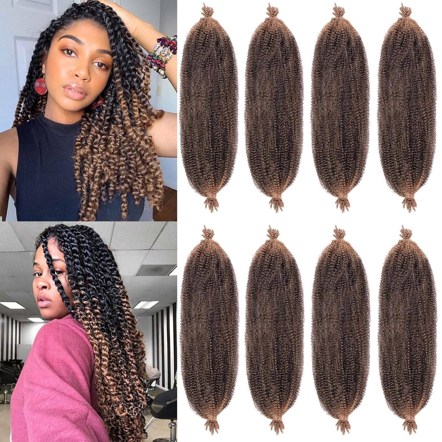 Amazon.com : COOKOO 8 Packs Springy Afro Twist Hair for Distressed ...