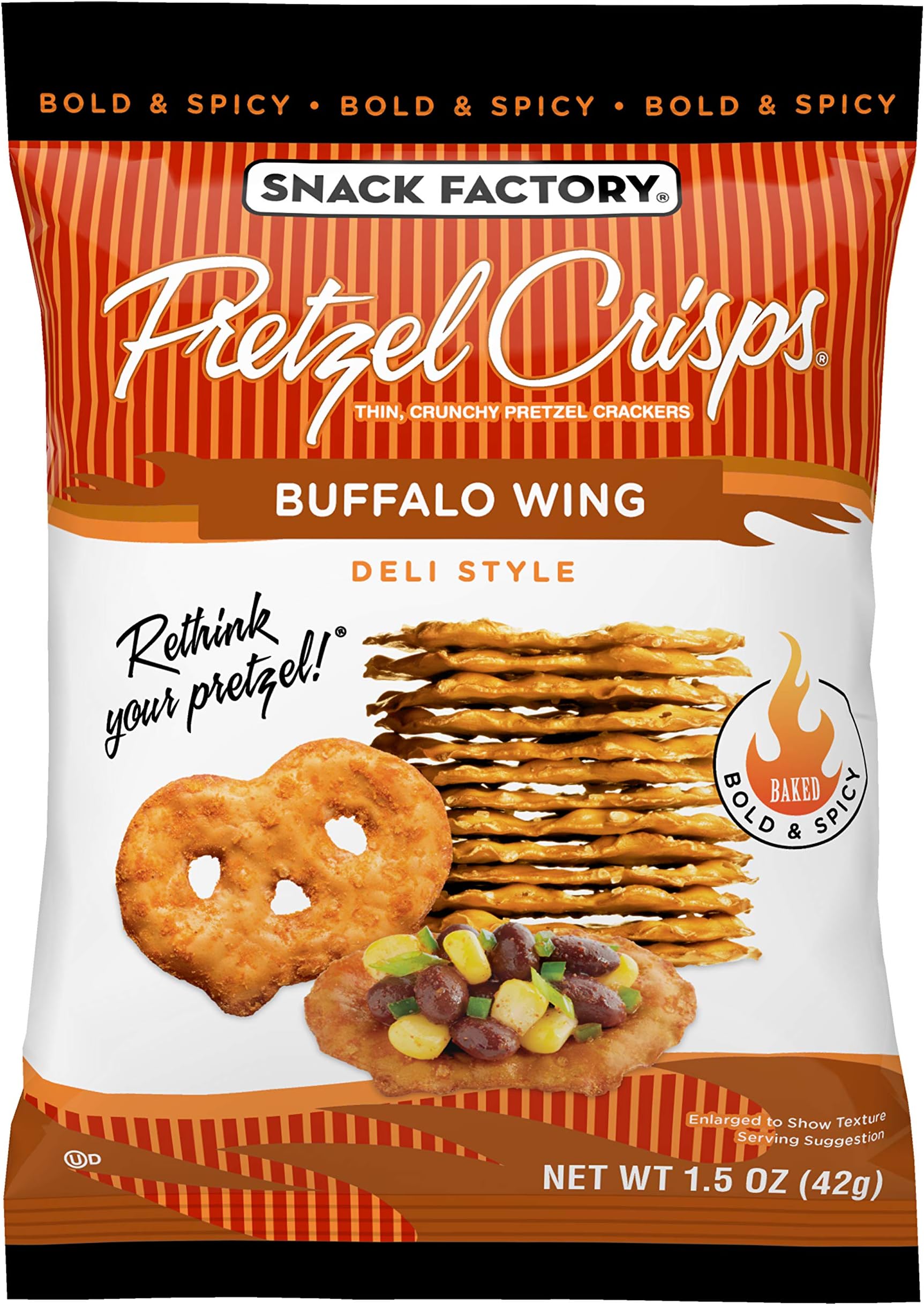Amazon.com: Snack Factory Pretzel Crisps Buffalo Wing, Snack Packs ...