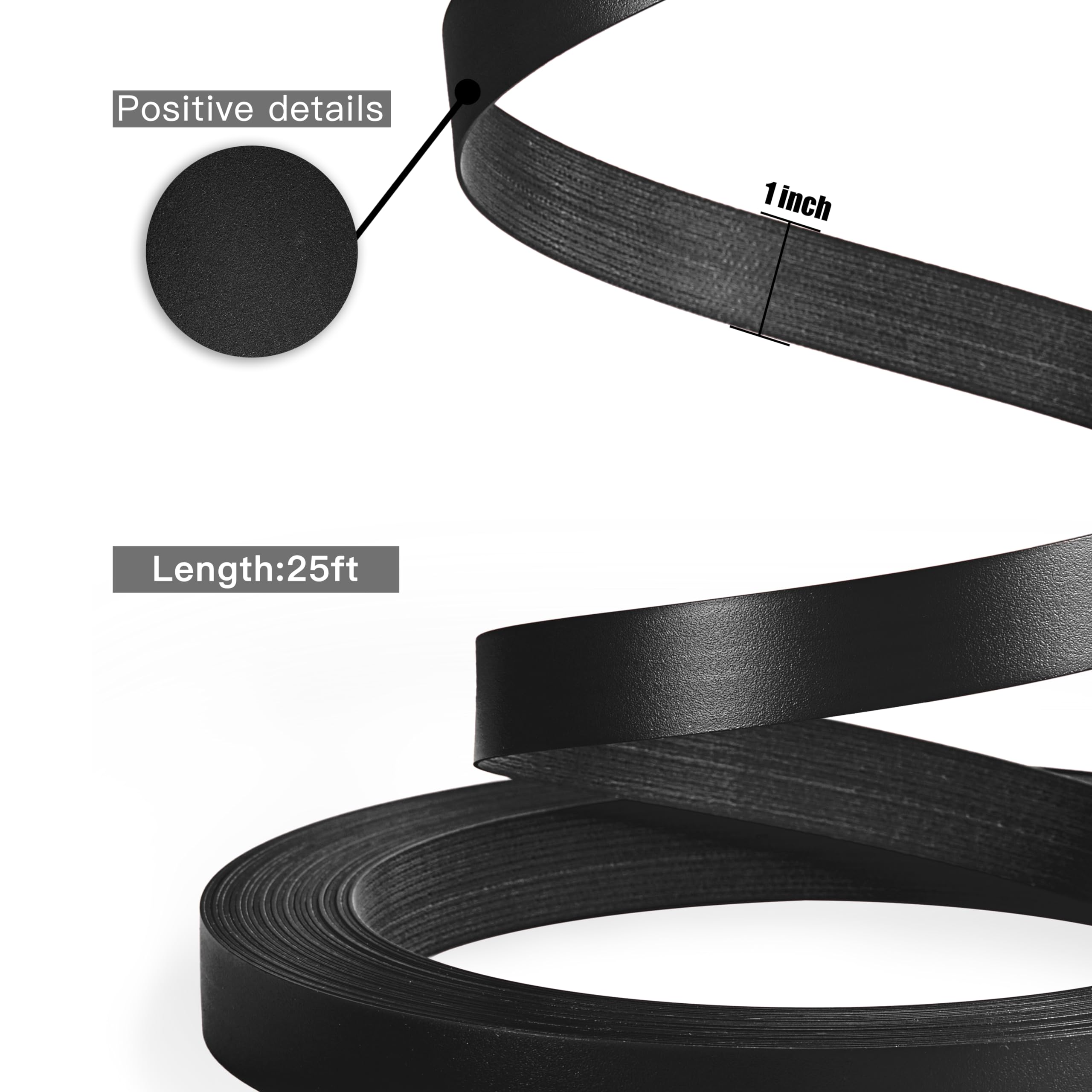 Snapklik.com : PVC Matt Black Edge Banding, 1" X 25ft Non Glued White ...