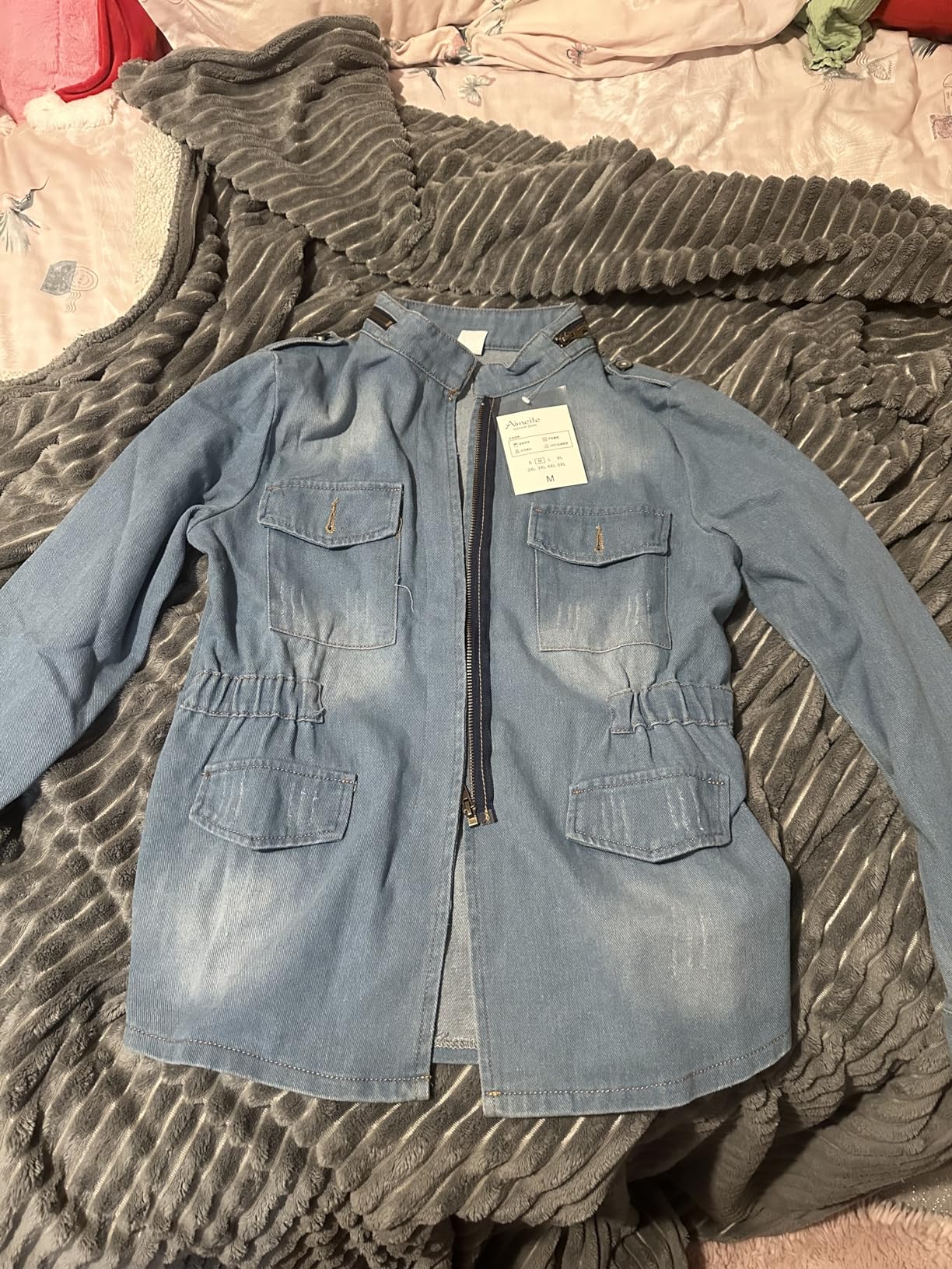 AMhomely Women's Jean Jacket Oversized Denim Jacket Casual Boyfriend ...