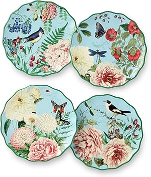 Amazon.com: Flora Ceramic Canape Plate Set – 6-Inch Floral Appetizer ...