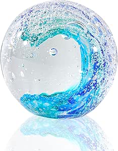 Amazon.com: JFTOSALE Hand Blown Ocean Waves Glass Figurine Paperweight Ball, Home Decor ...