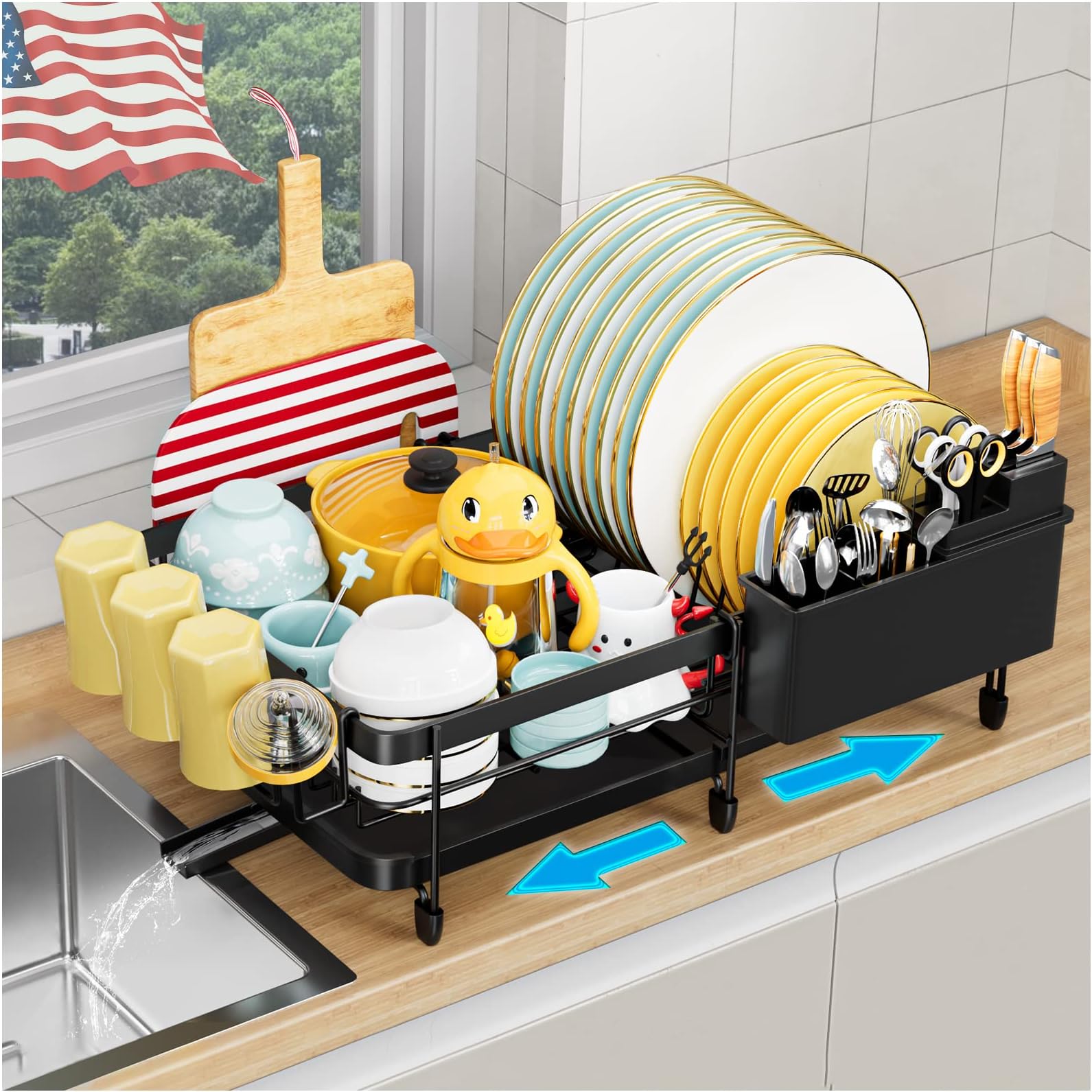 Amazon.com - YKLSLH Expandable Dish Drying Rack for Kitchen Counter ...