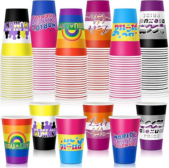 Amazon.com: ElectricWise 120 Pcs 12oz Rainbow Pride Paper Cups, 6 Mixed ...