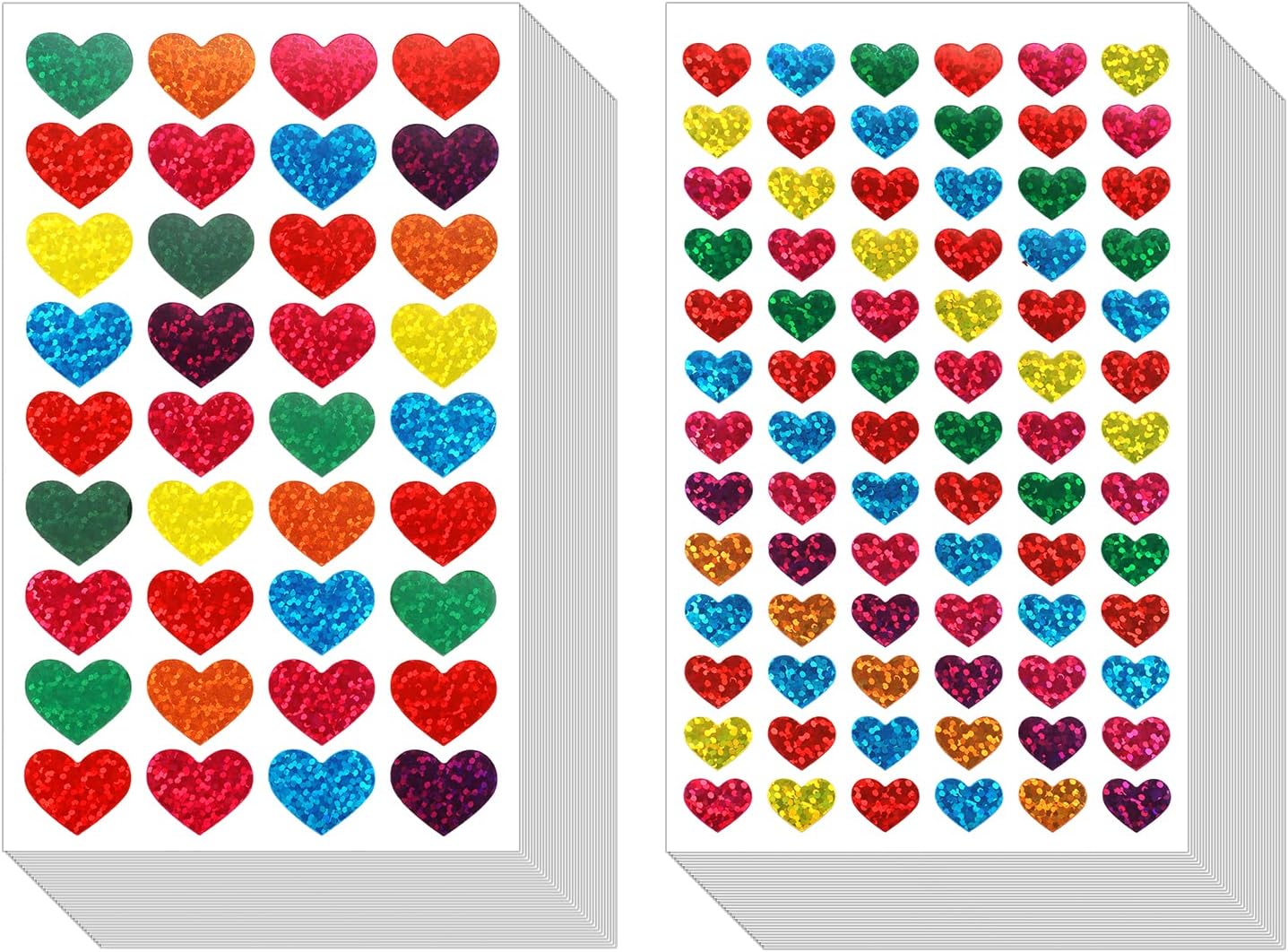 Amazon.com: 60sheets Glitter Heart Stickers, Multi-Color Heart Shape ...