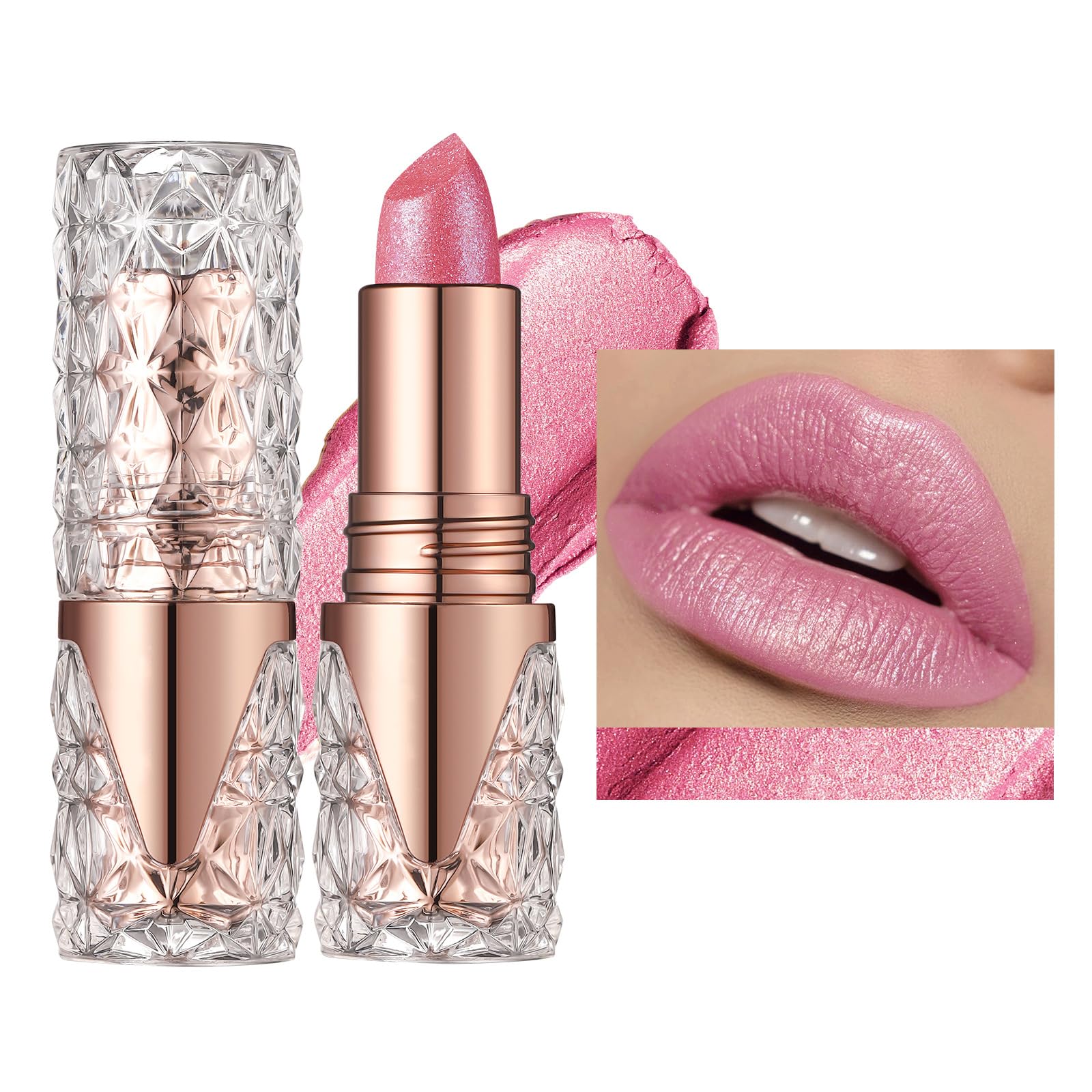 Light Pink Lipstick, Glitter Lipstick - Moisture Shine Glitter Lip ...