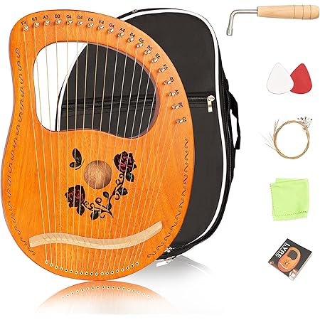 Amazon.com: Lyre Harp, AKLOT 16 Metal Strings Mahogany Lye Harp with ...