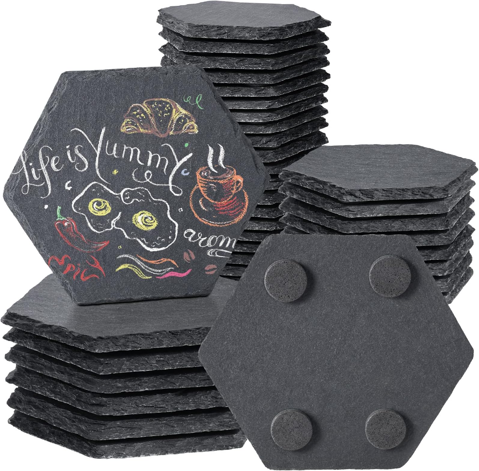 Amazon.com: GHYTMTHOT 45 Pack 4 x 4 Inch Slate Coasters, Slate Coasters ...