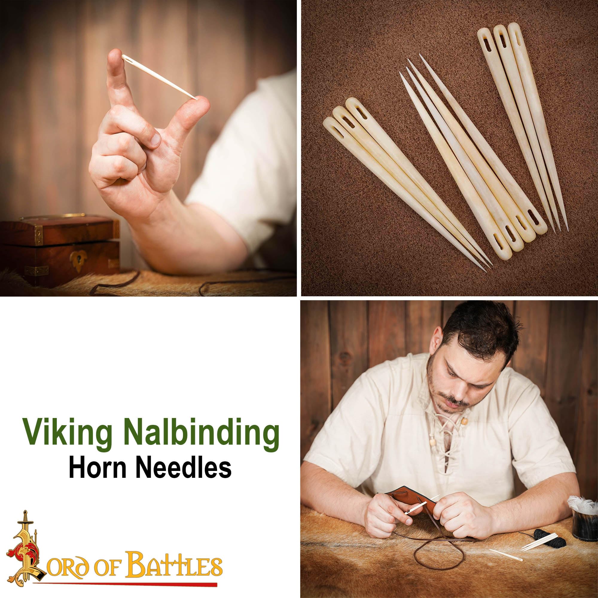 Steel Needle Sewing Kit Lahumzco Handmade Set Of 5 Nalbinding Bone ...
