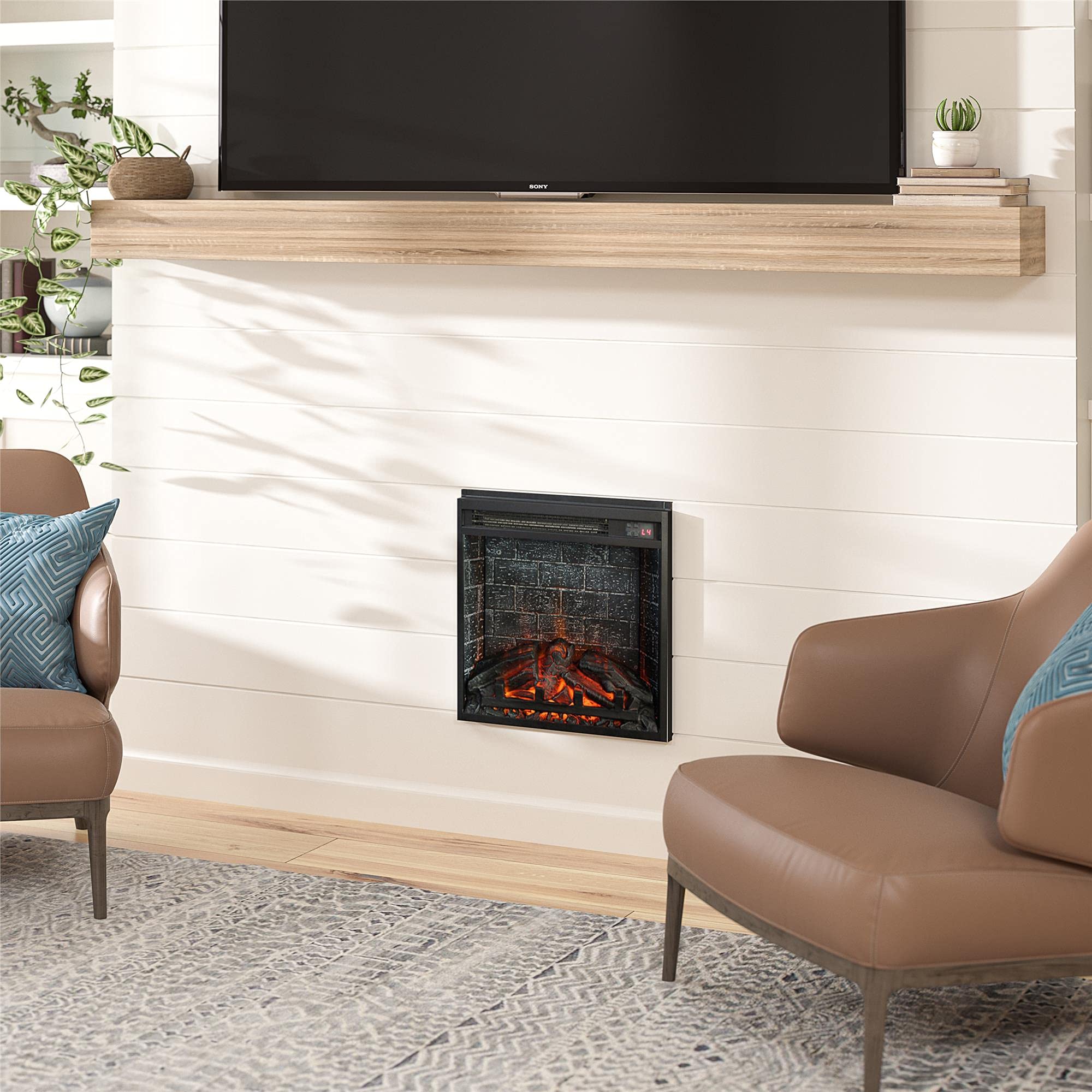 Ameriwood Home Electric Glass Front Fireplace Insert with Remote, 18 ...