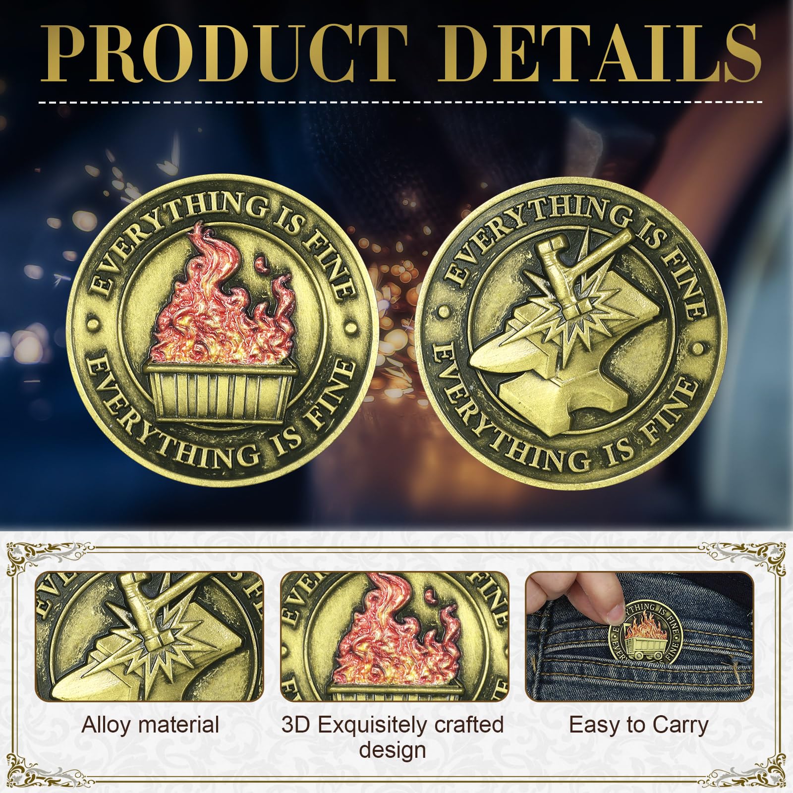 Snapklik.com : Landical 12 Pcs Dumpster Fire Challenge Coin Double ...