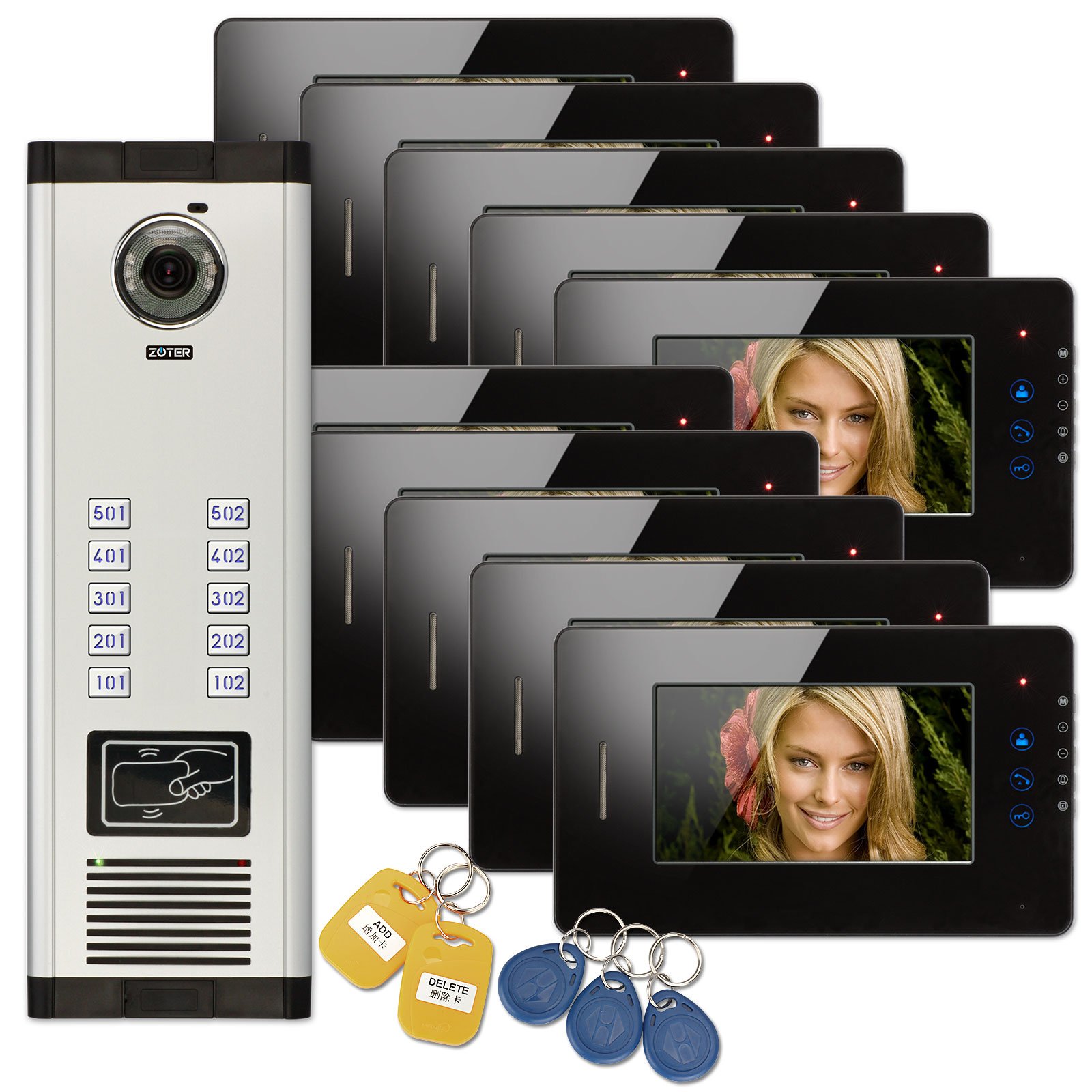 Buy Wired 7 inch LCD Monitor Touch Key Video Door Phone Intercom ...