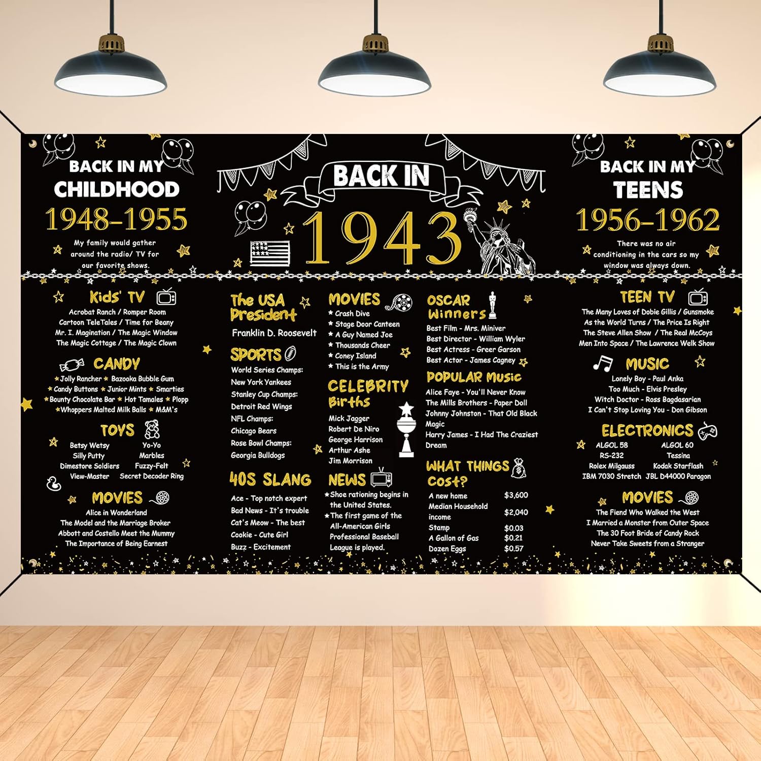 Amazon.com : DARUNAXY 81st Birthday Black Gold Party Decoration, Back ...