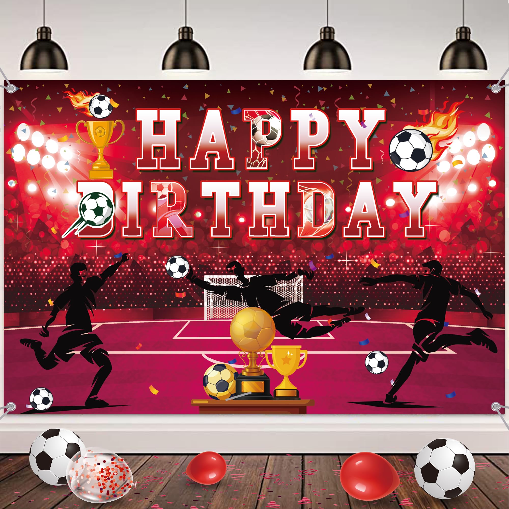Curtain Wire Football Theme First Birthday Banner - 70.8x43.3 Inch ...