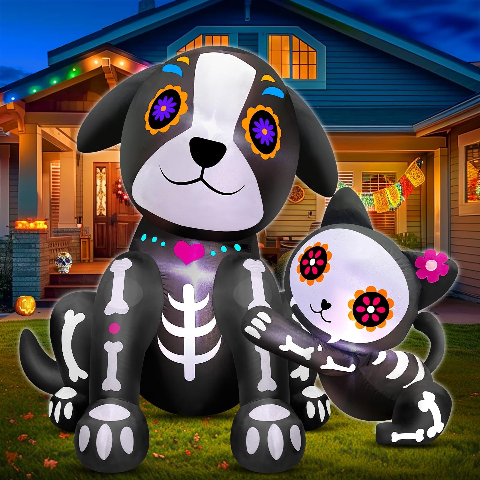 Amazon.com: JETEHO 5Ft Halloween Decorations Inflatable Dog with a ...