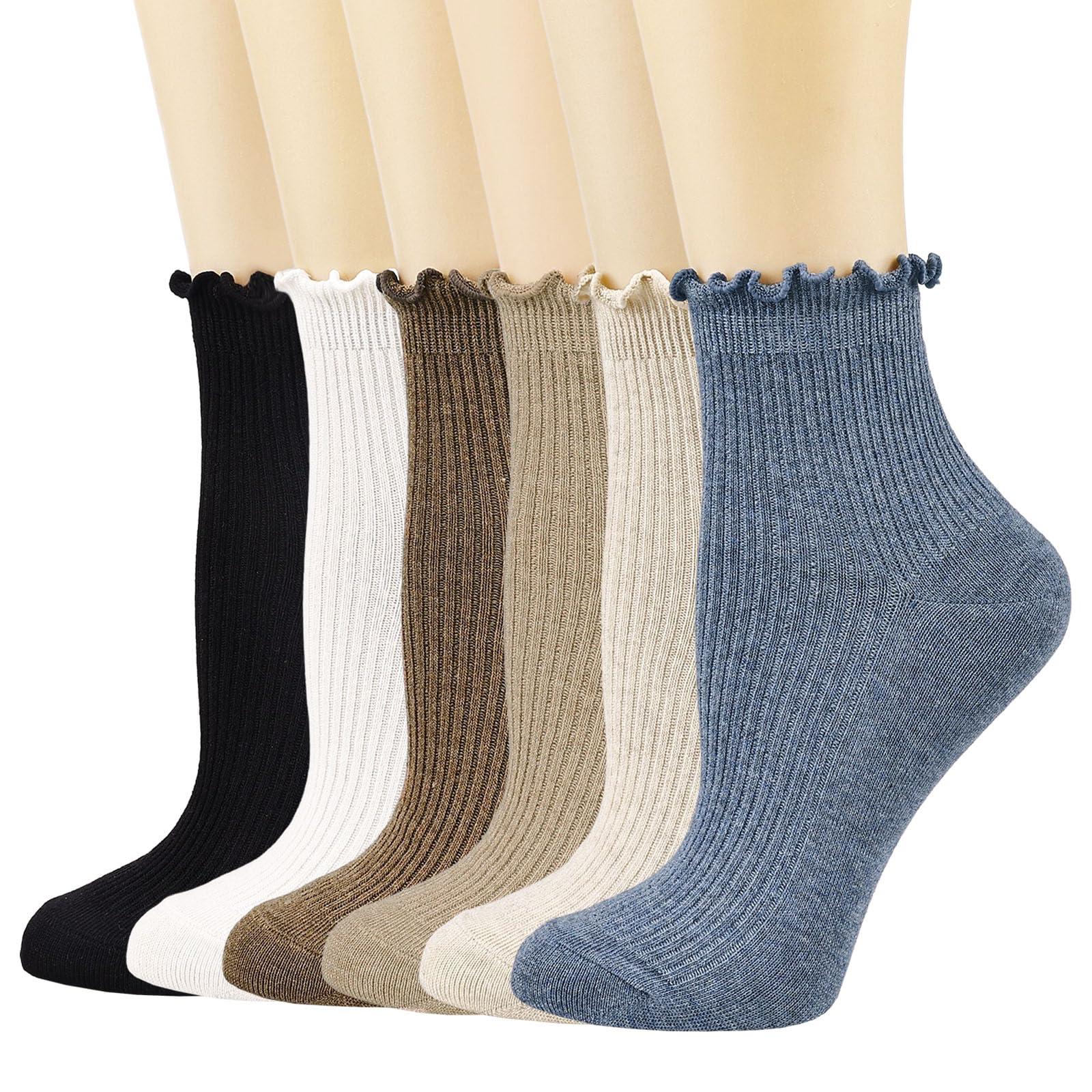 Amazon.com: Mcool Mary Womens Crew Socks Ruffle Casual Cotton Frilly ...