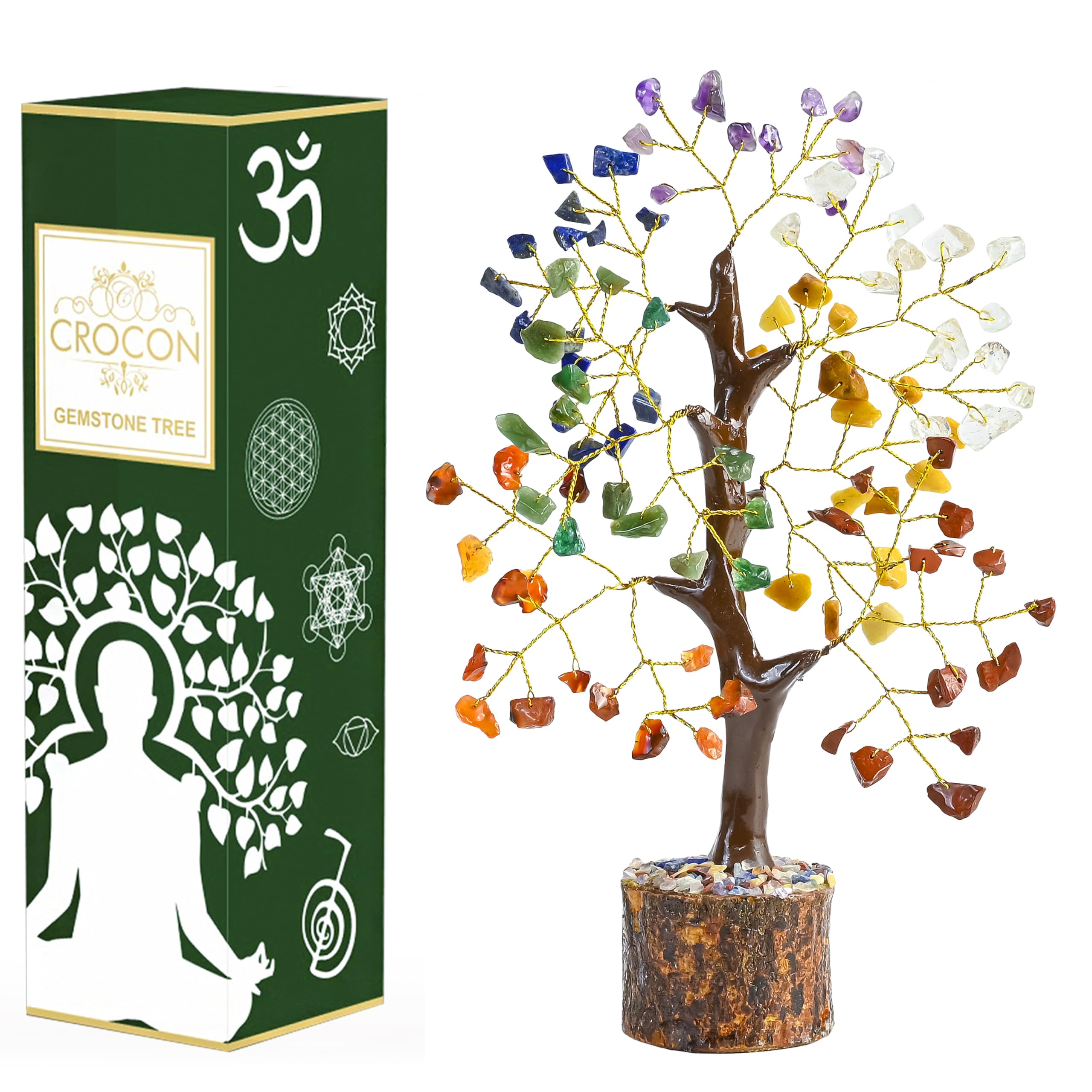 Buy Crocon Seven Chakra Gemstone Tree Feng Shui Figurine Money Bonsai ...