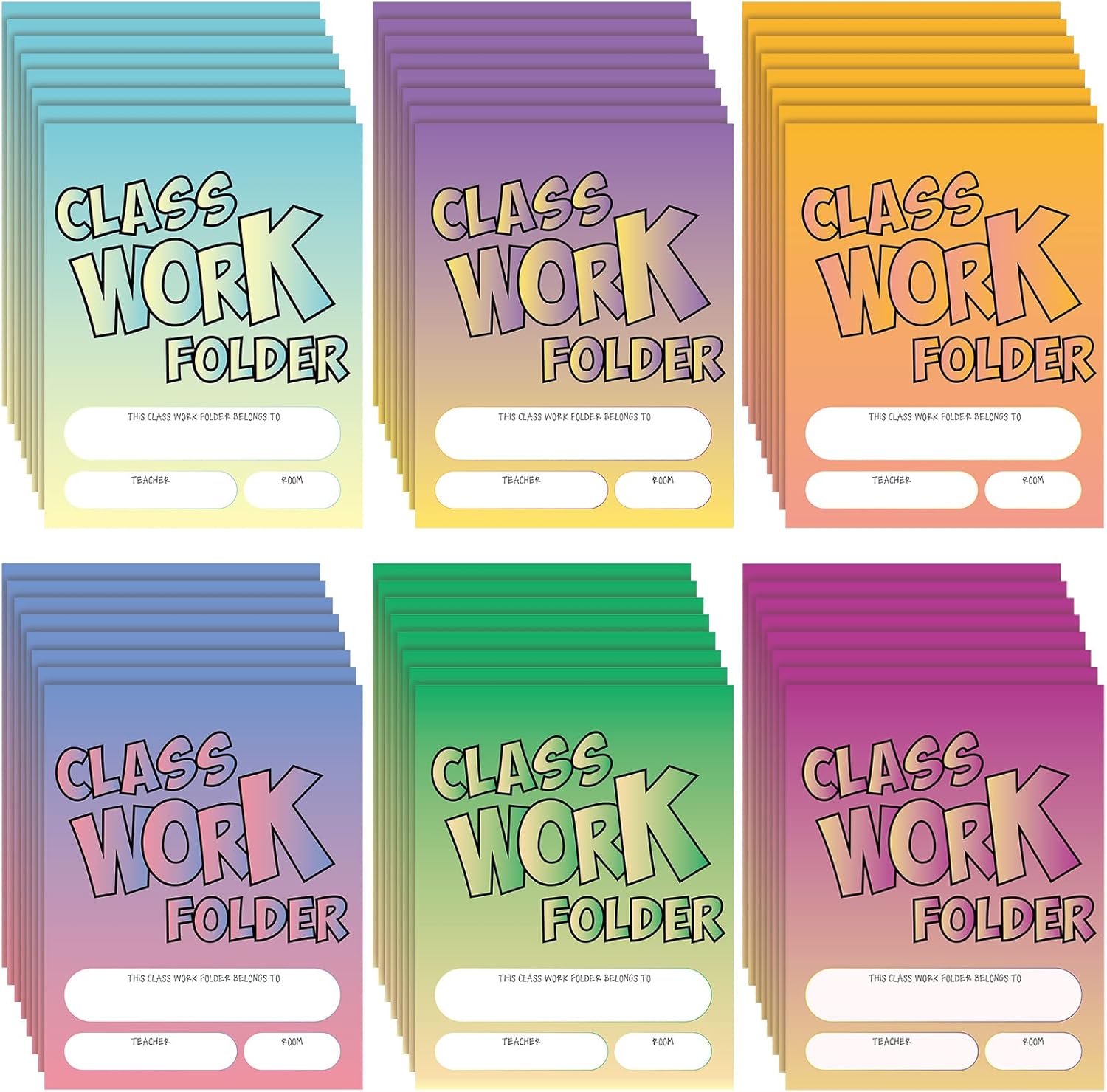 Amazon.com : Teling 48 Pcs Classwork Pocket Folders Classroom and ...