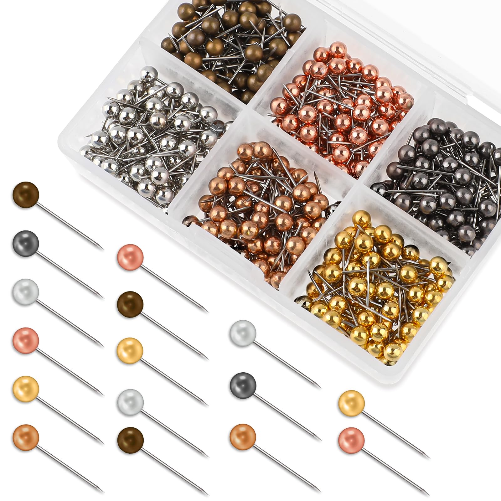 480pcs Map Pins Metallic Push Pins Board Noticeboard Pins, Beads Head ...