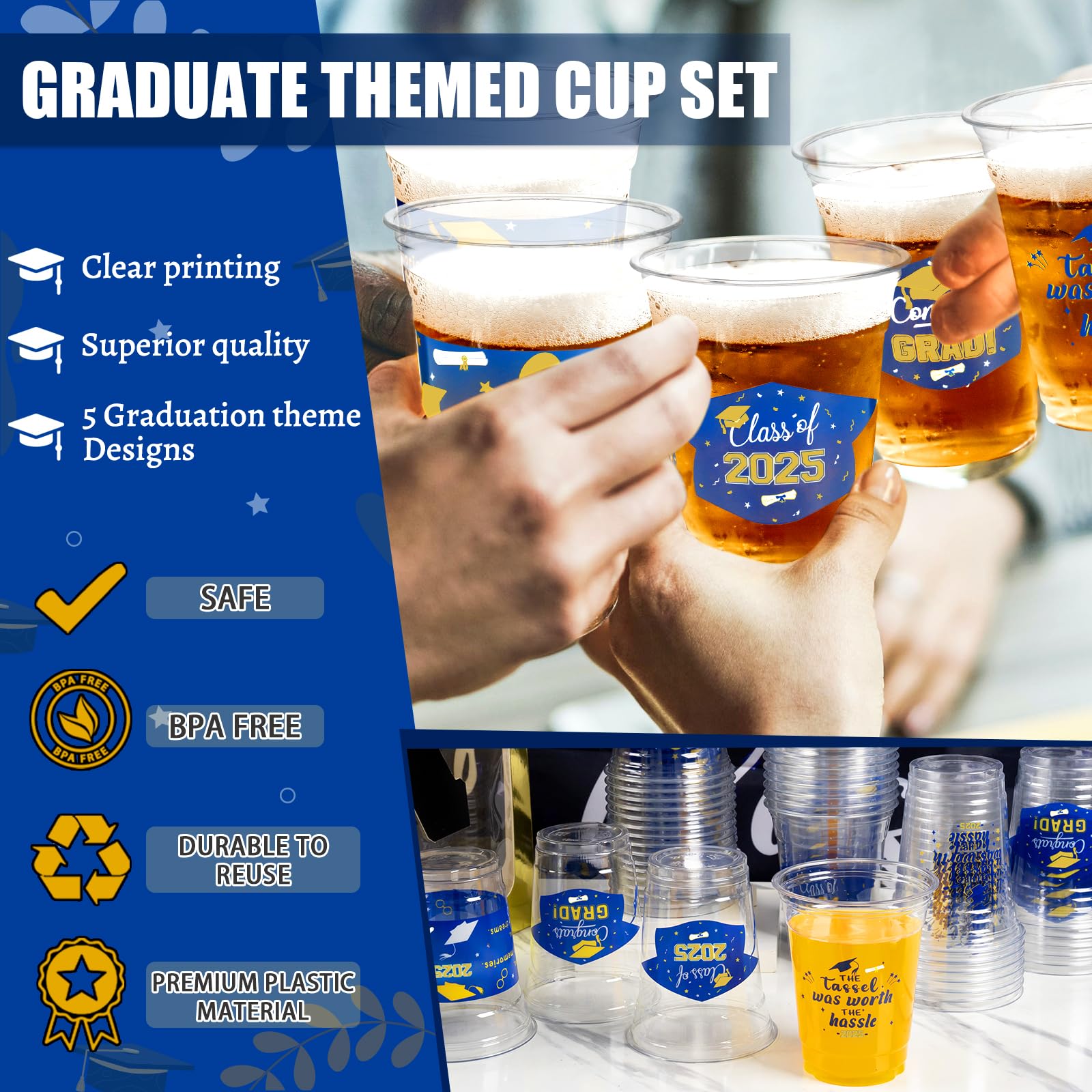 Snapklik.com : GuassLee Blue And Gold Graduation Decorations 2026 Party ...