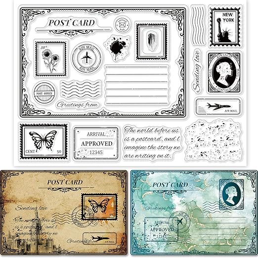 Amazon.com: GLOBLELAND Vintage Postcards Clear Stamps for DIY ...